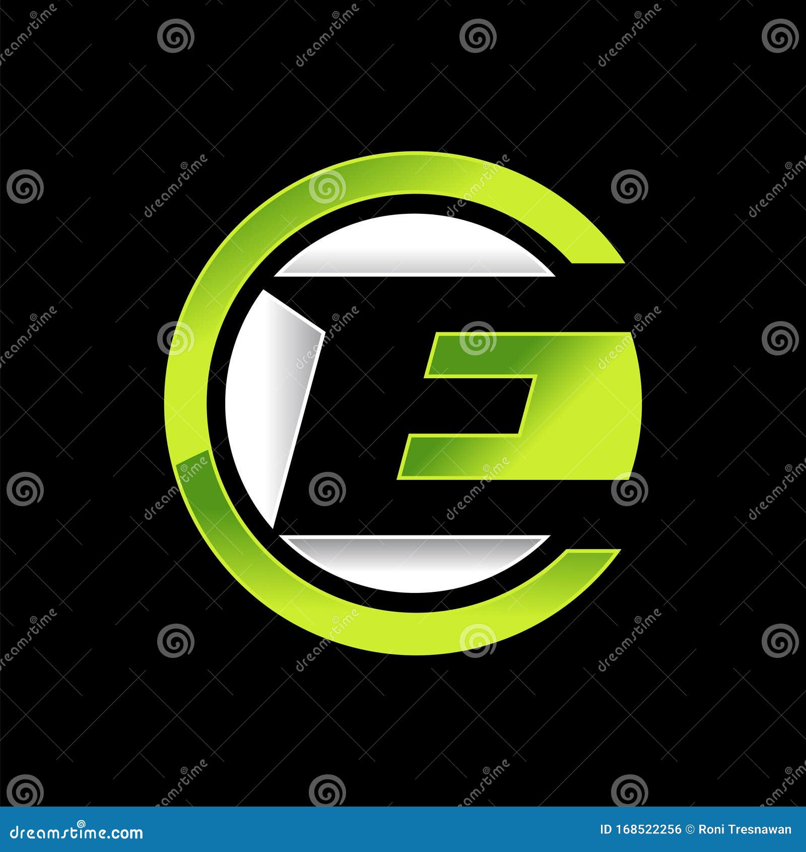 Initial E Lettermark Circle Neon Green Design Stock Illustration ...