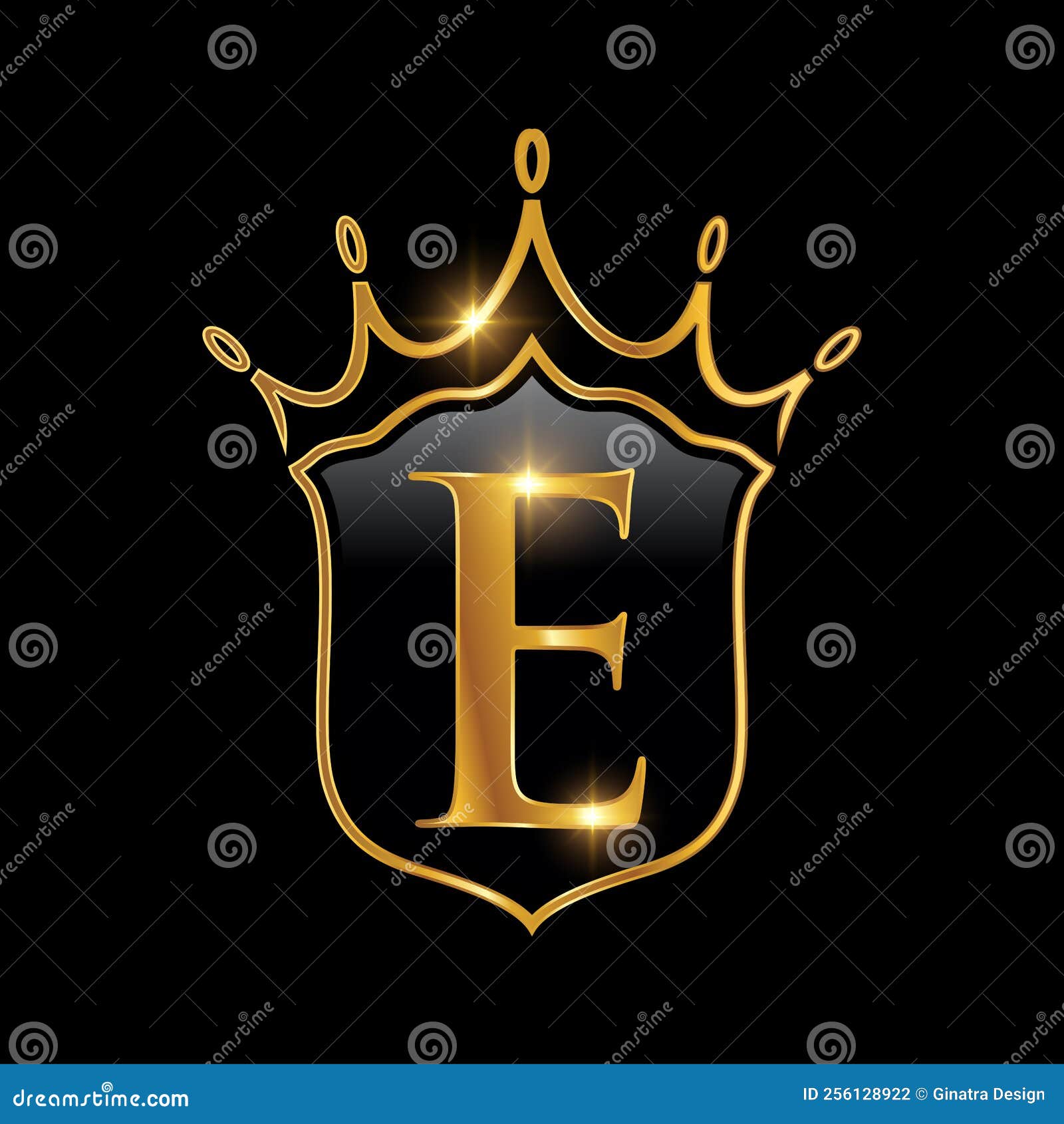 Initial E Monogram Alphabet with a Crown. Royal King Queen Luxury ...
