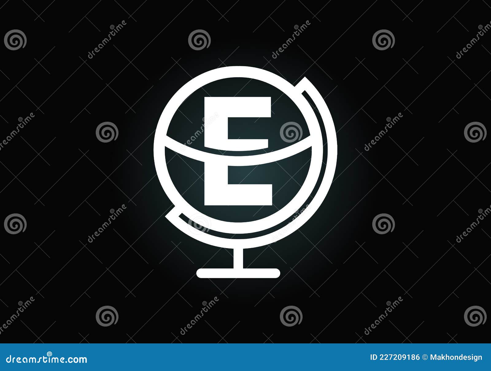 Initial E Monogram Alphabet with Earth Globe Emblem. Globe Logo Design ...