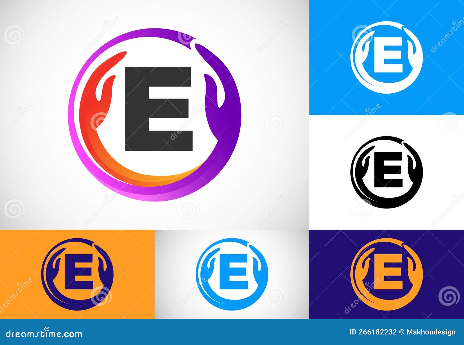 Initial E Monogram Letter with Safe Hands. Professional Charity ...