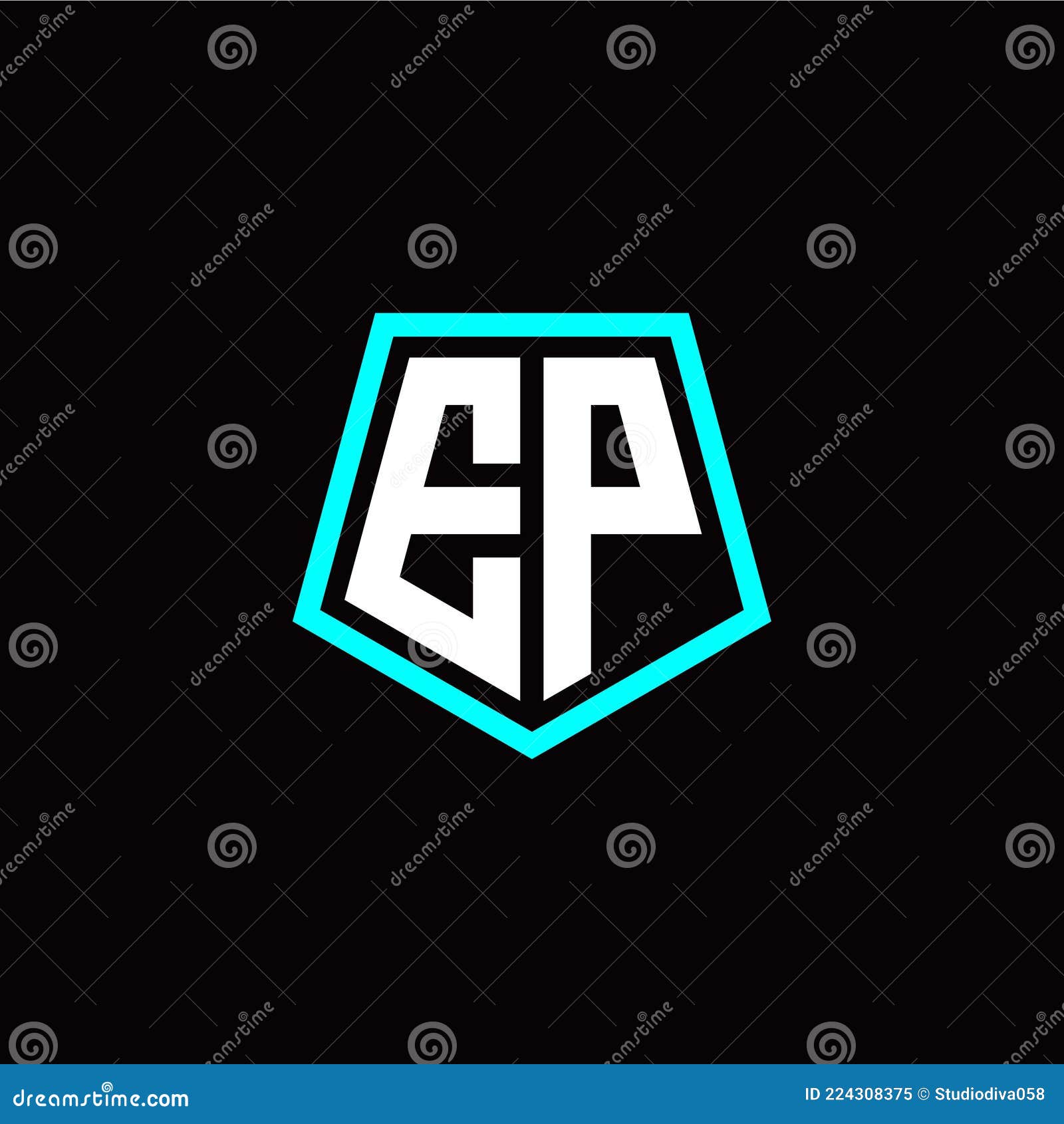 Initial E P Letter with Polygon Modern Style Logo Template Vector Stock ...