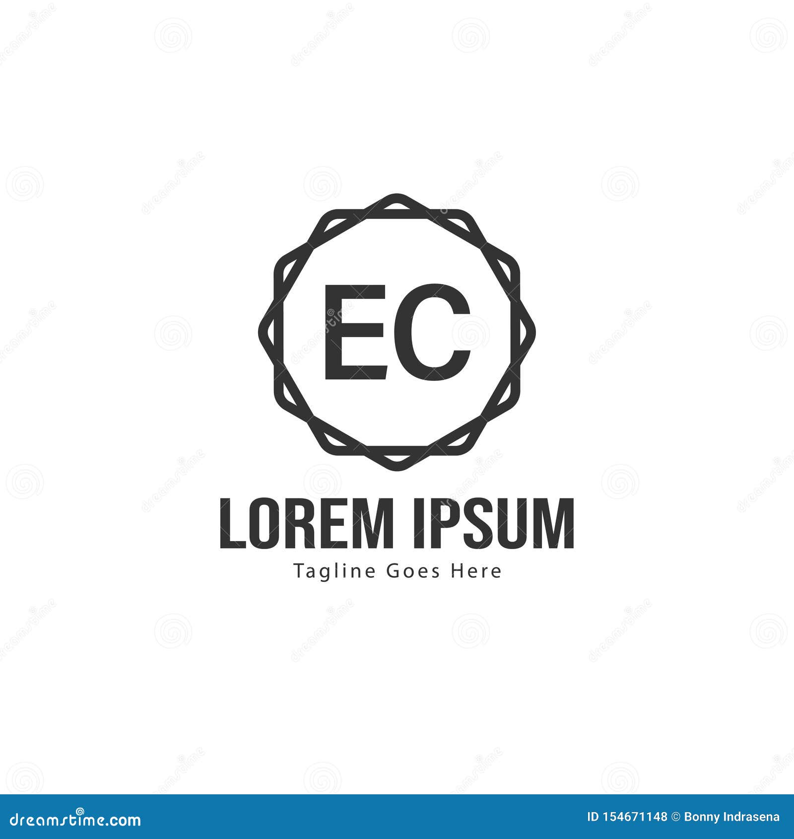 Initial EC Logo Template with Modern Frame. Minimalist EC Letter Logo ...