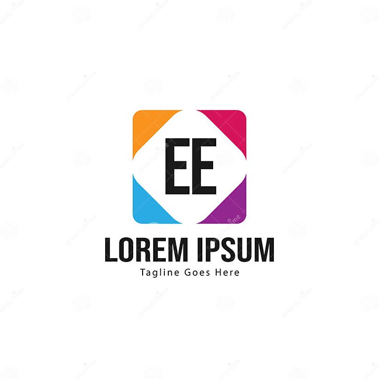 Initial EE Logo Template with Modern Frame. Minimalist EE Letter Logo ...