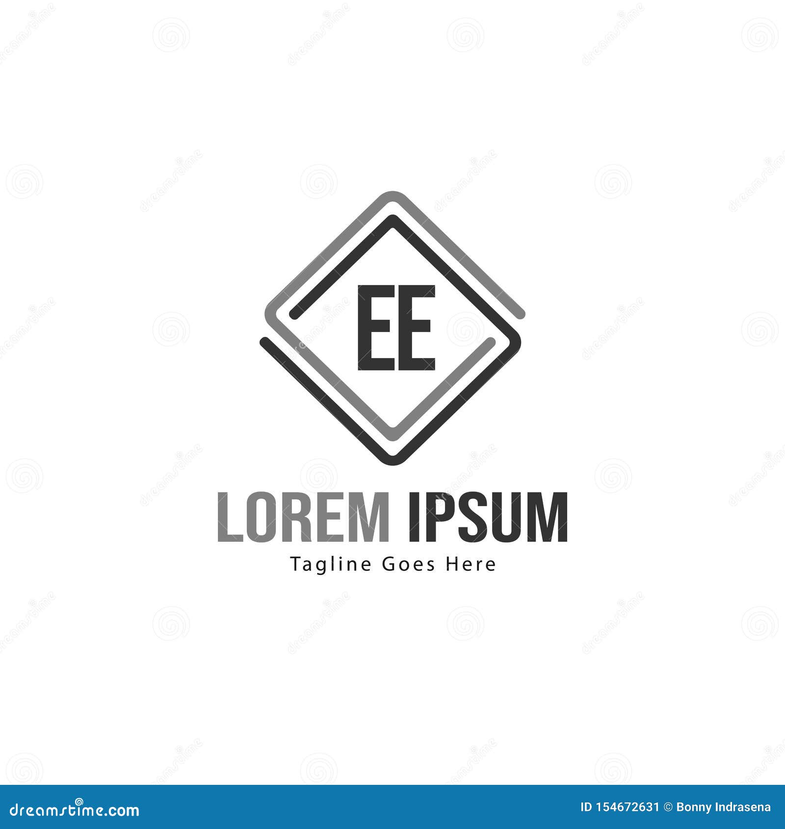 Initial EE Logo Template with Modern Frame. Minimalist EE Letter Logo ...