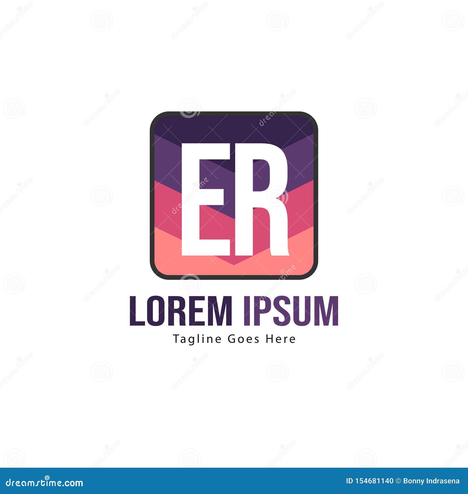 Initial ER Logo Template with Modern Frame. Minimalist ER Letter Logo ...