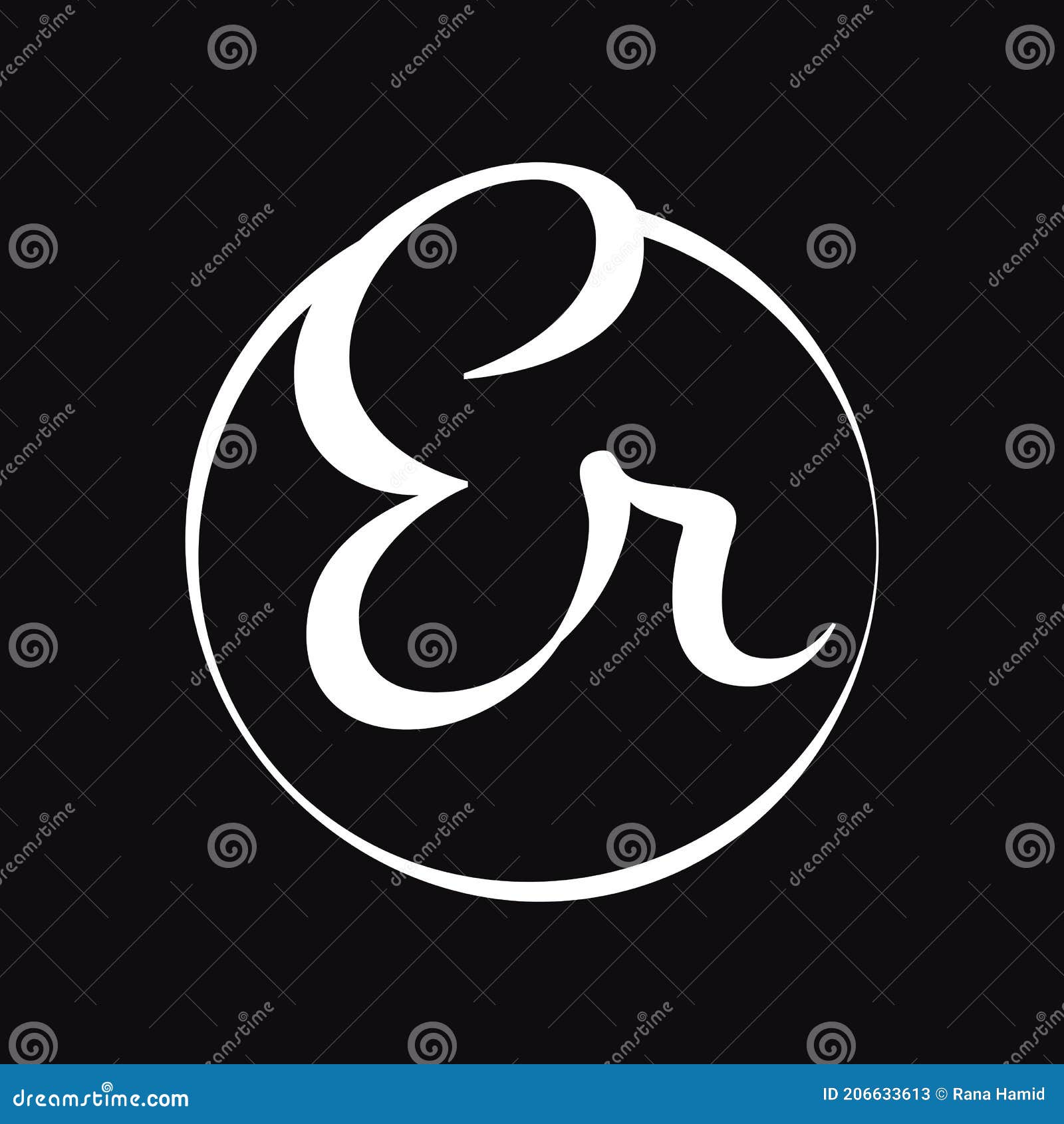 Initial ER Script Letter Type Logo Design with Modern Typography Vector ...