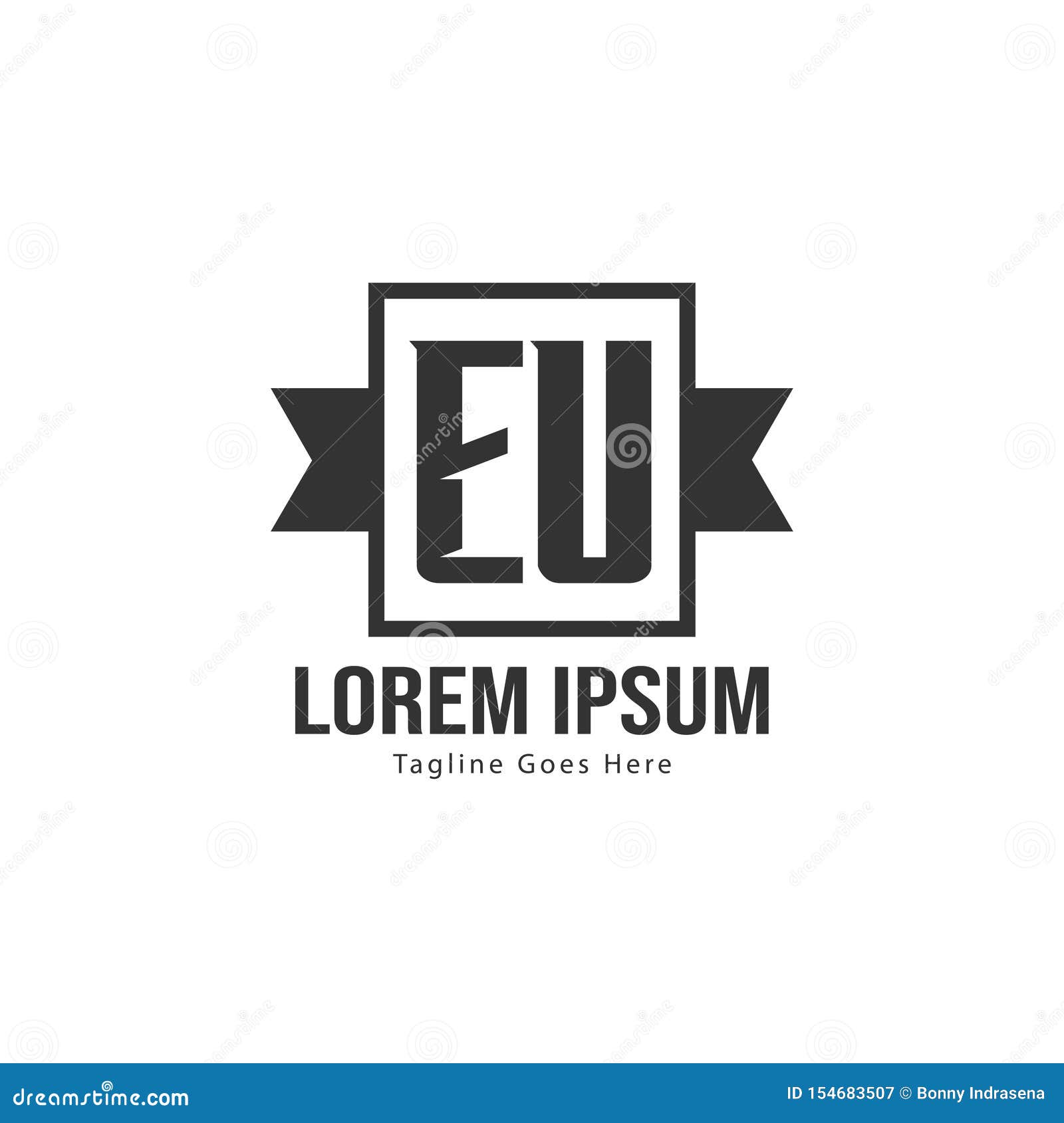 Initial EU Logo Template with Modern Frame. Minimalist EU Letter Logo ...