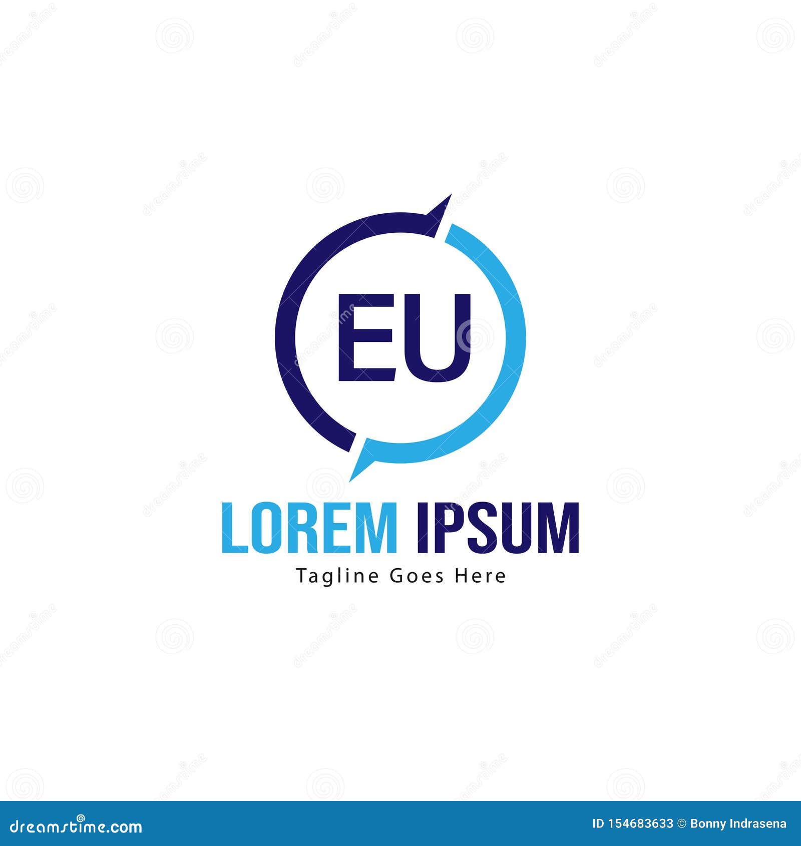 Initial EU Logo Template with Modern Frame. Minimalist EU Letter Logo ...