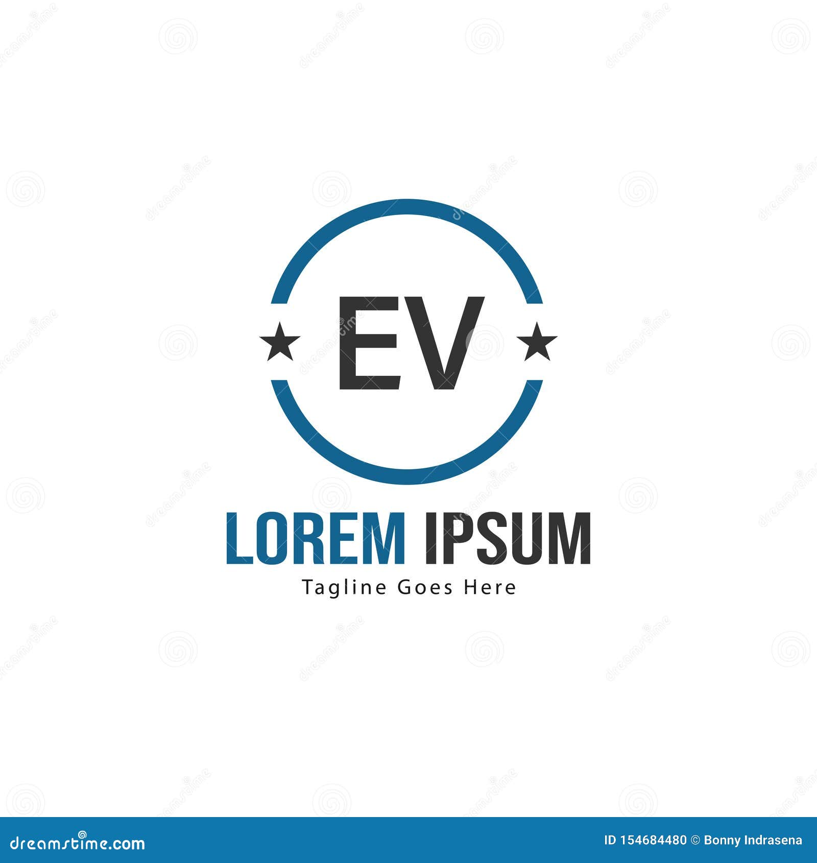 Initial EV Logo Template with Modern Frame. Minimalist EV Letter Logo ...