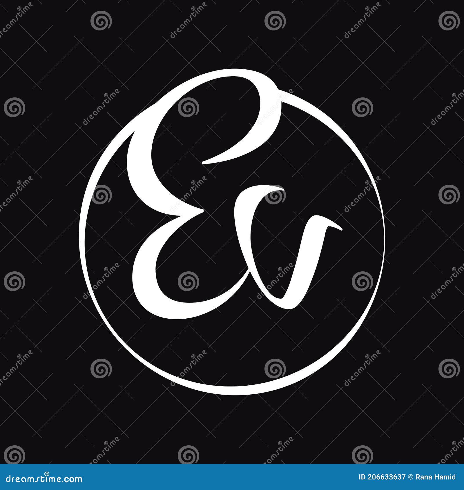 Initial EV Script Letter Type Logo Design with Modern Typography Vector ...