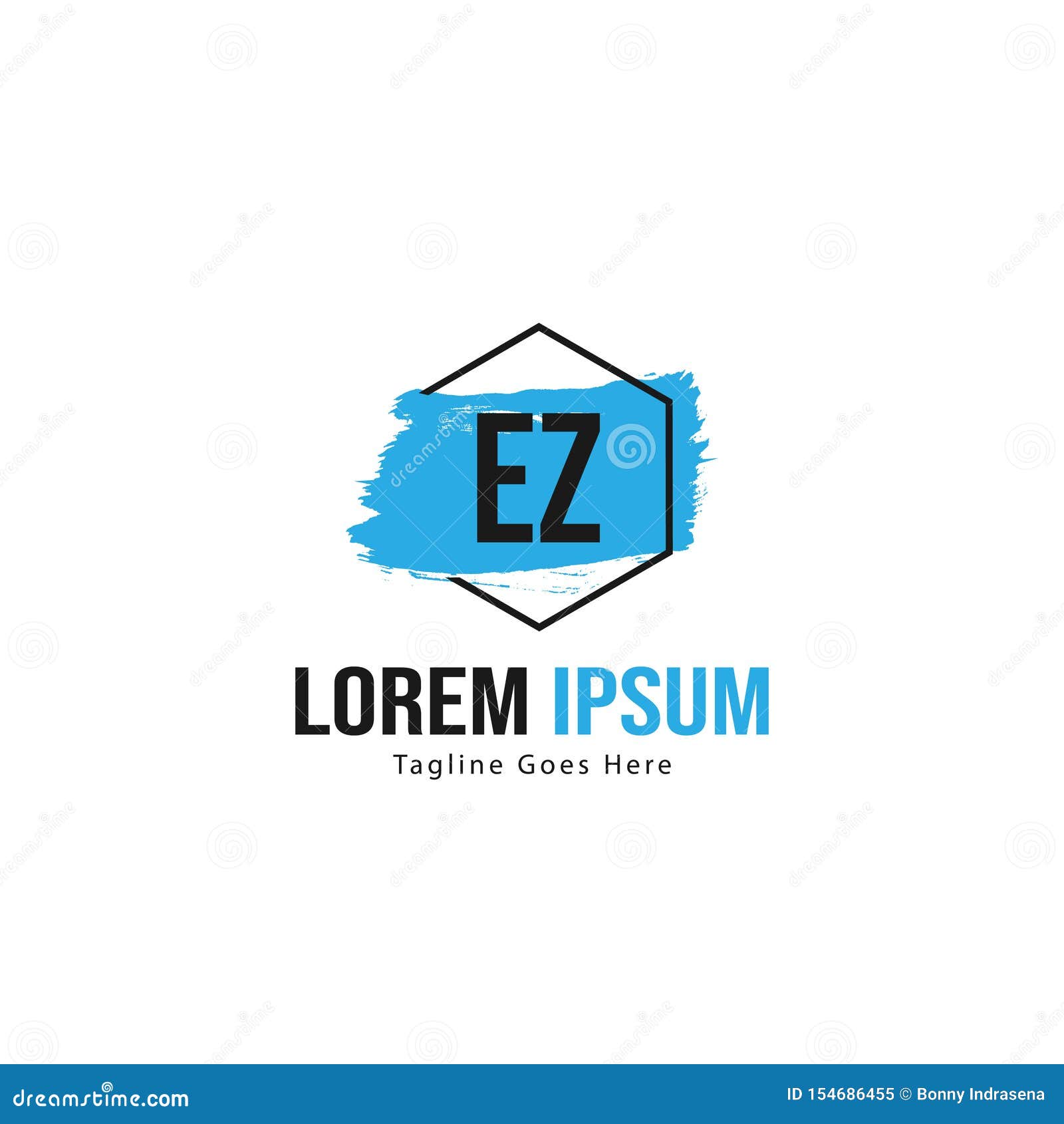 Initial EZ Logo Template with Modern Frame. Minimalist EZ Letter Logo ...