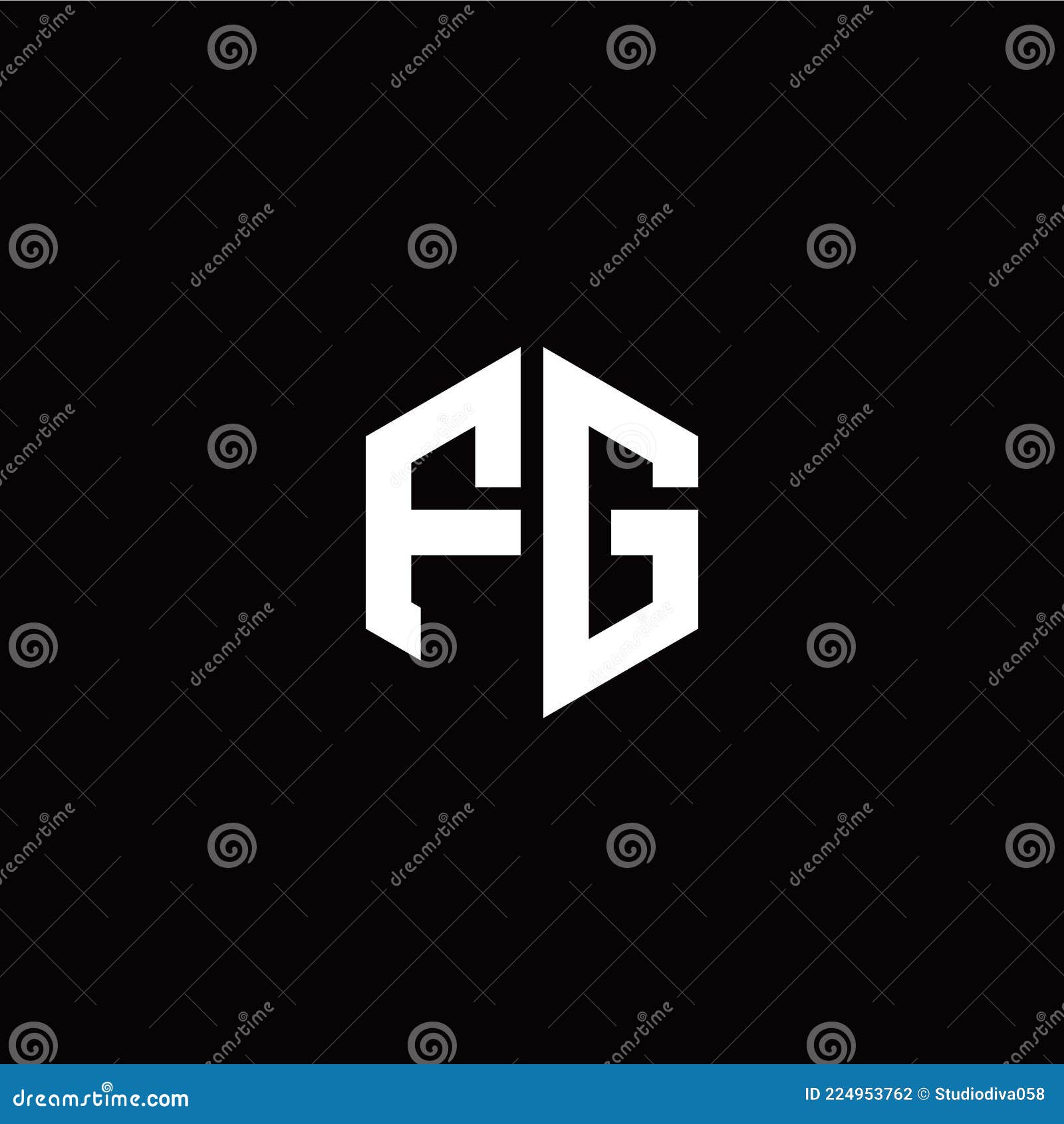 Initial F G Letter with Polygon Modern Style Logo Template Vector Stock ...