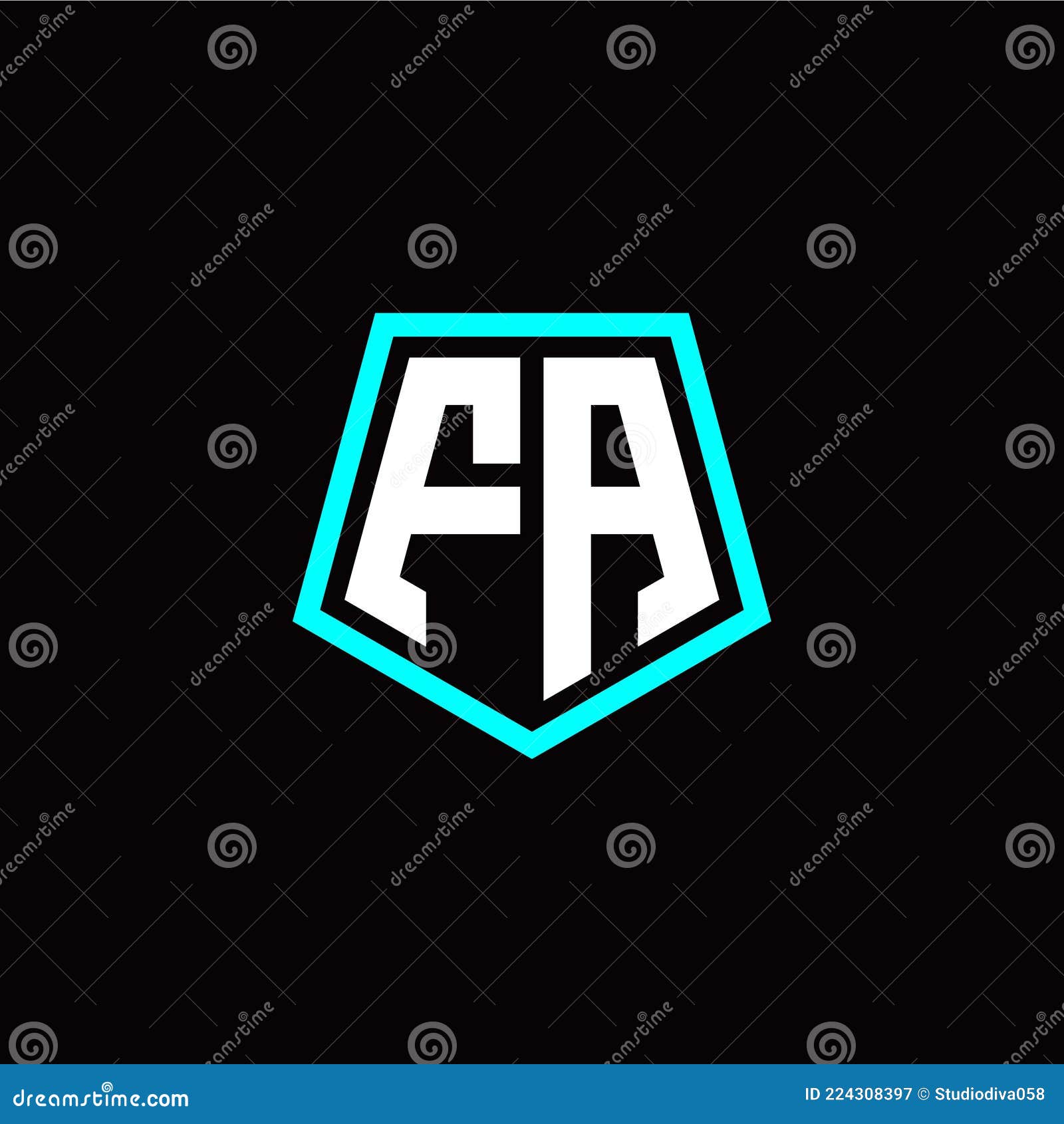 Initial F a Letter with Polygon Modern Style Logo Template Vector Stock ...