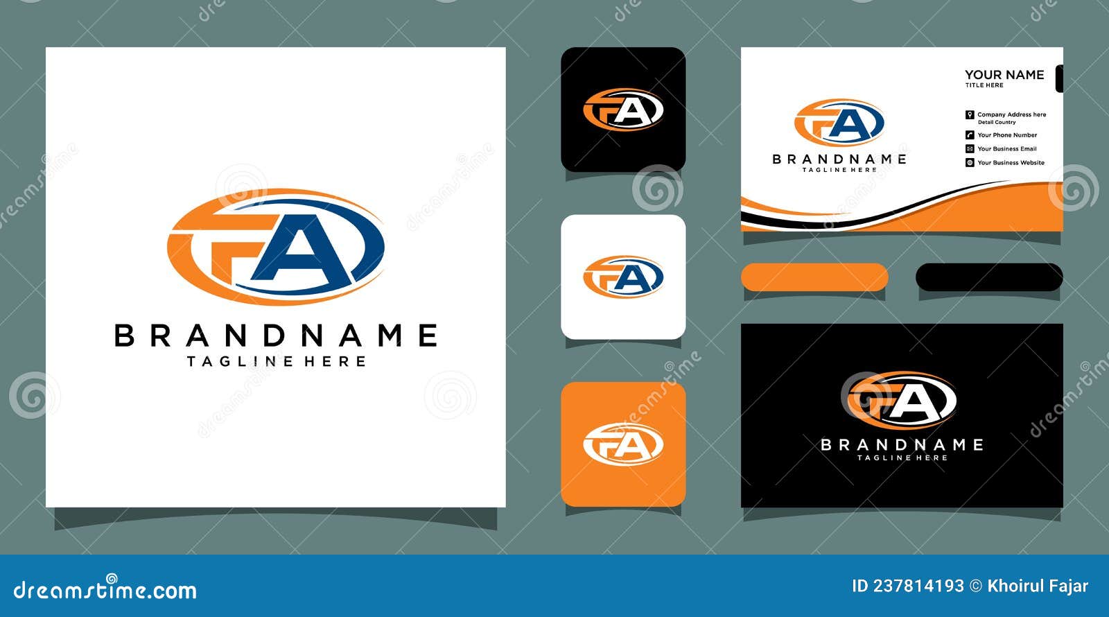 Initial FA Logo Monogram Design Template with Business Card Design ...