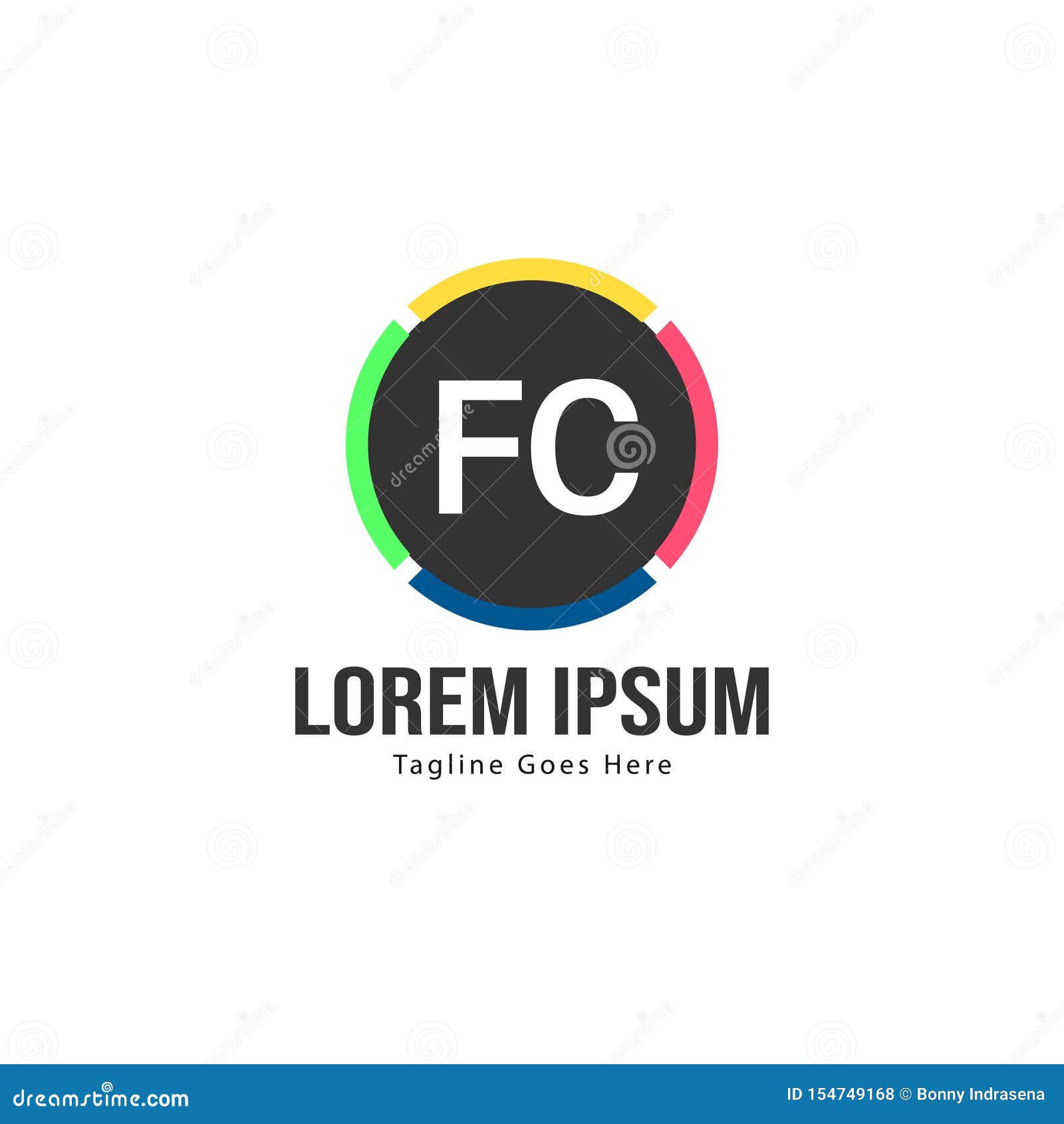 Initial FC Logo Template with Modern Frame. Minimalist FC Letter Logo ...