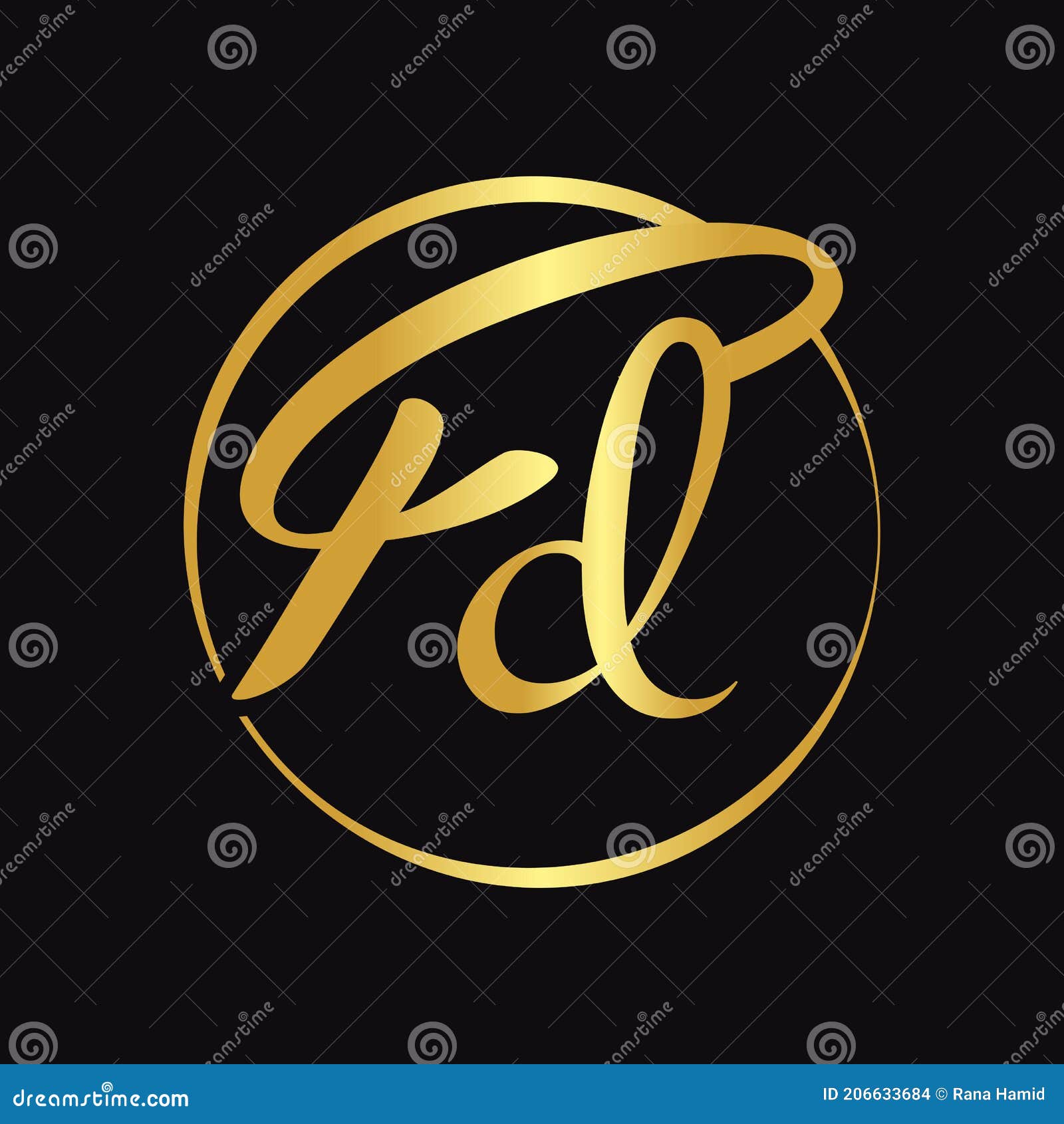 Initial FD Script Letter Type Logo Design with Modern Typography Vector ...