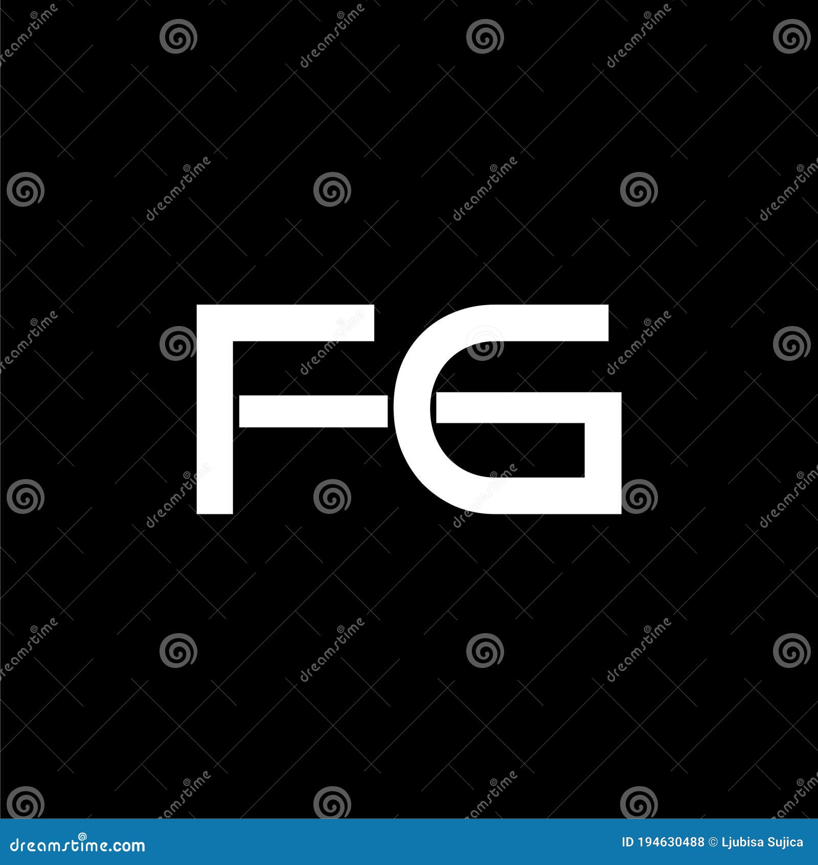 Initial FG Letter Linked Logo Isolated on Dark Background Stock Vector ...