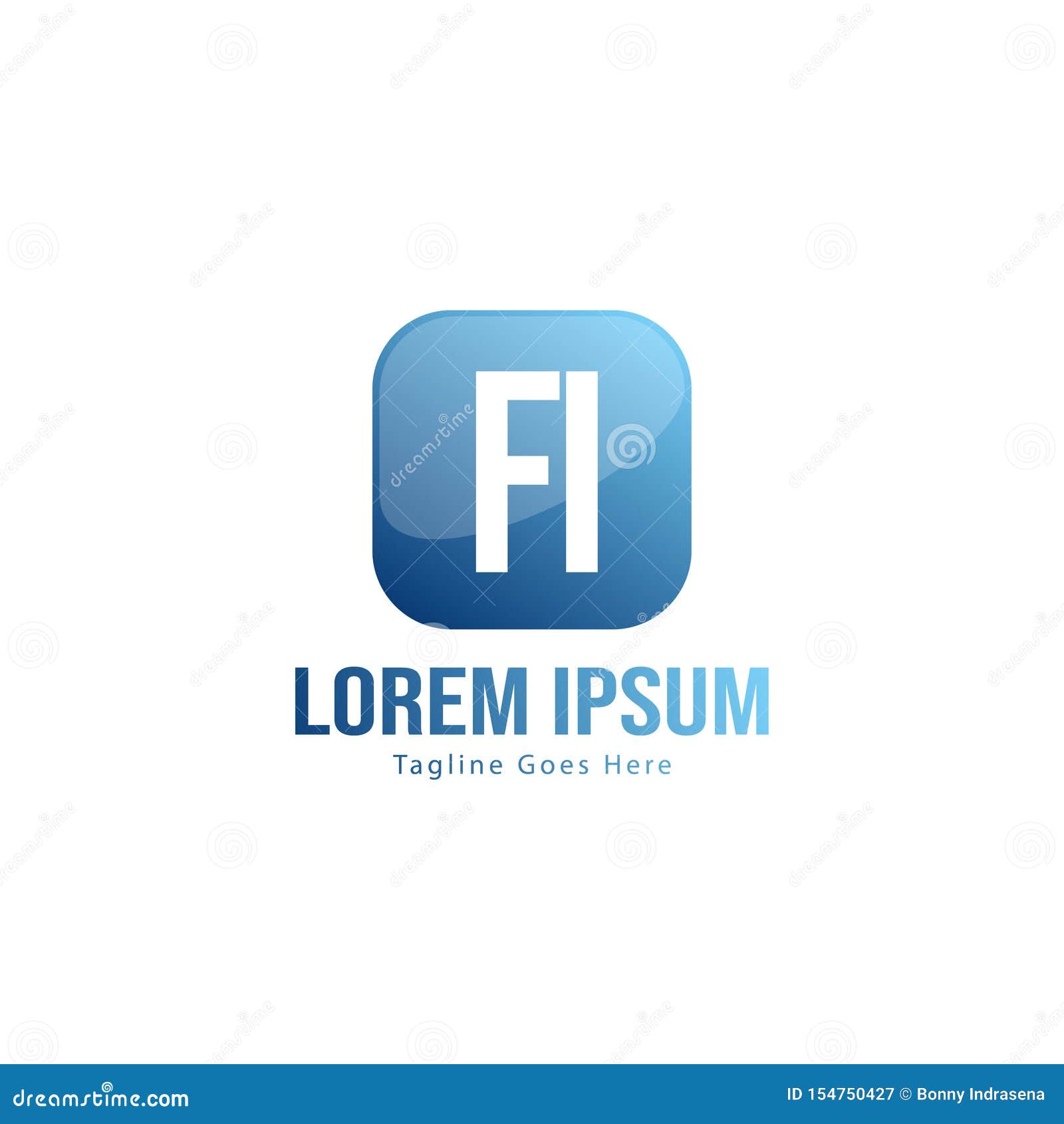 Initial FI Logo Template with Modern Frame. Minimalist FI Letter Logo ...