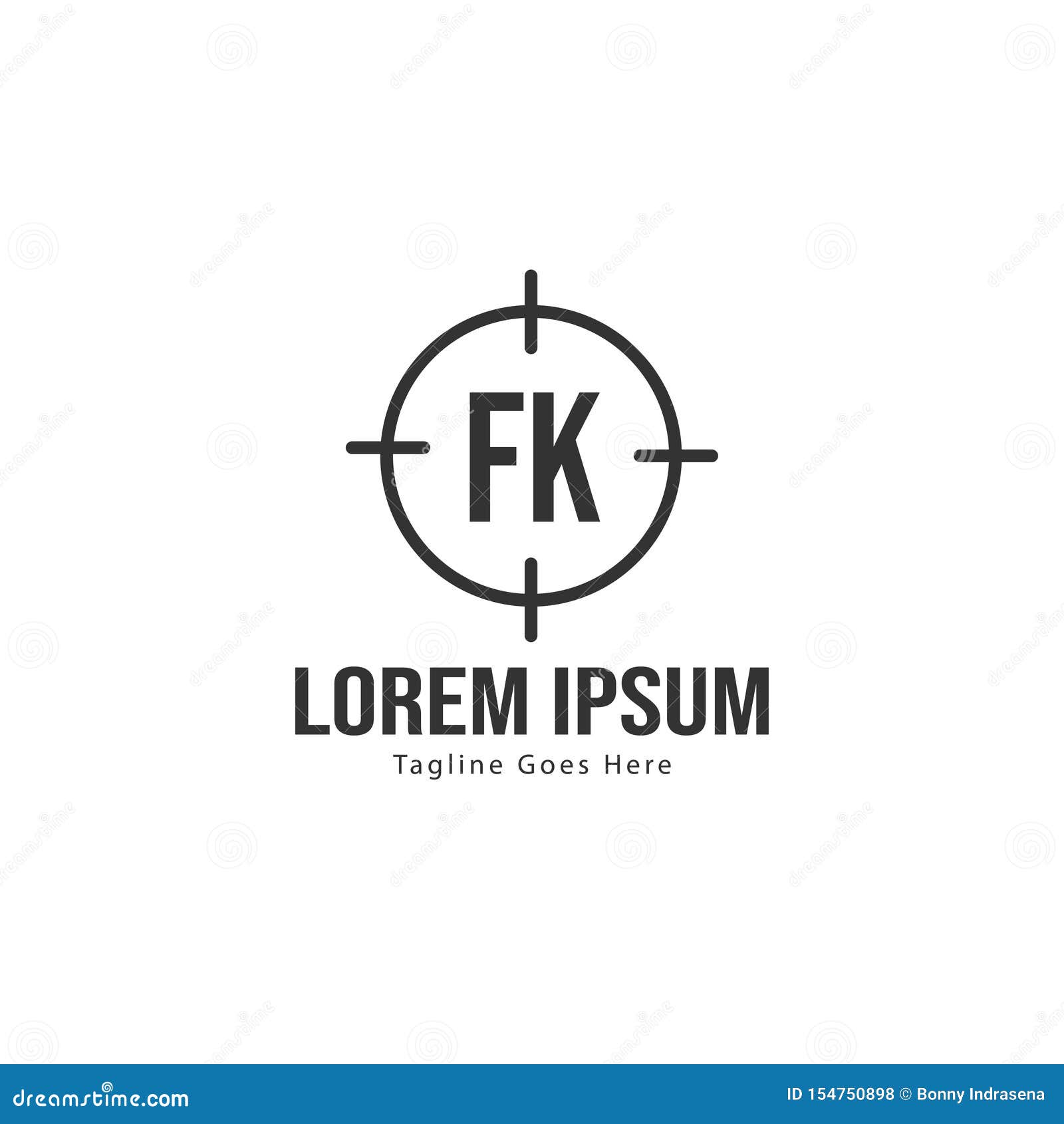 Initial FK Logo Template with Modern Frame. Minimalist FK Letter Logo ...