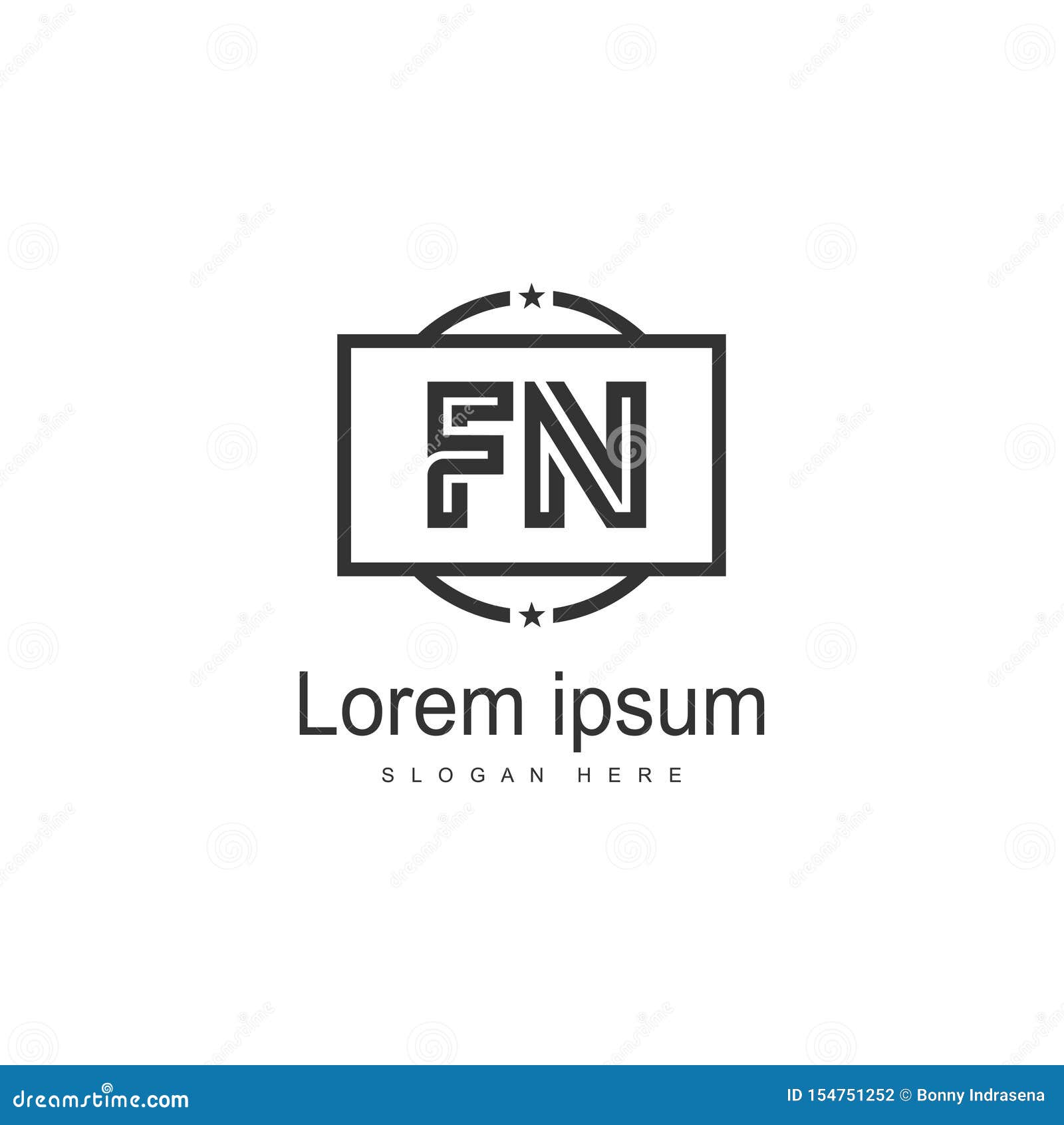 Initial FN Logo Template with Modern Frame. Minimalist FN Letter Logo ...