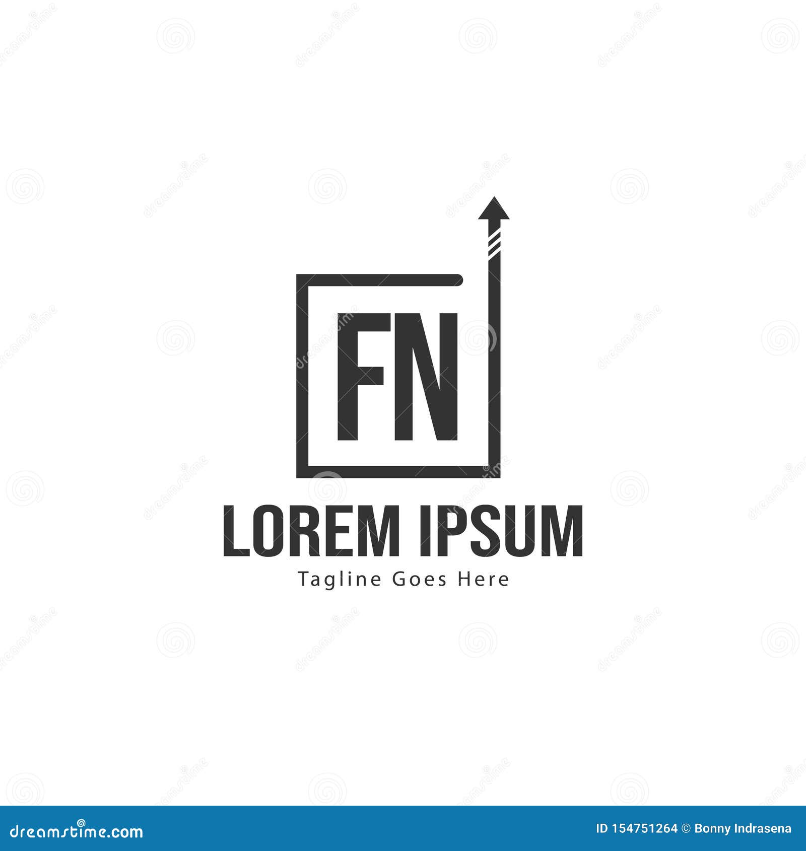 Initial FN Logo Template with Modern Frame. Minimalist FN Letter Logo ...