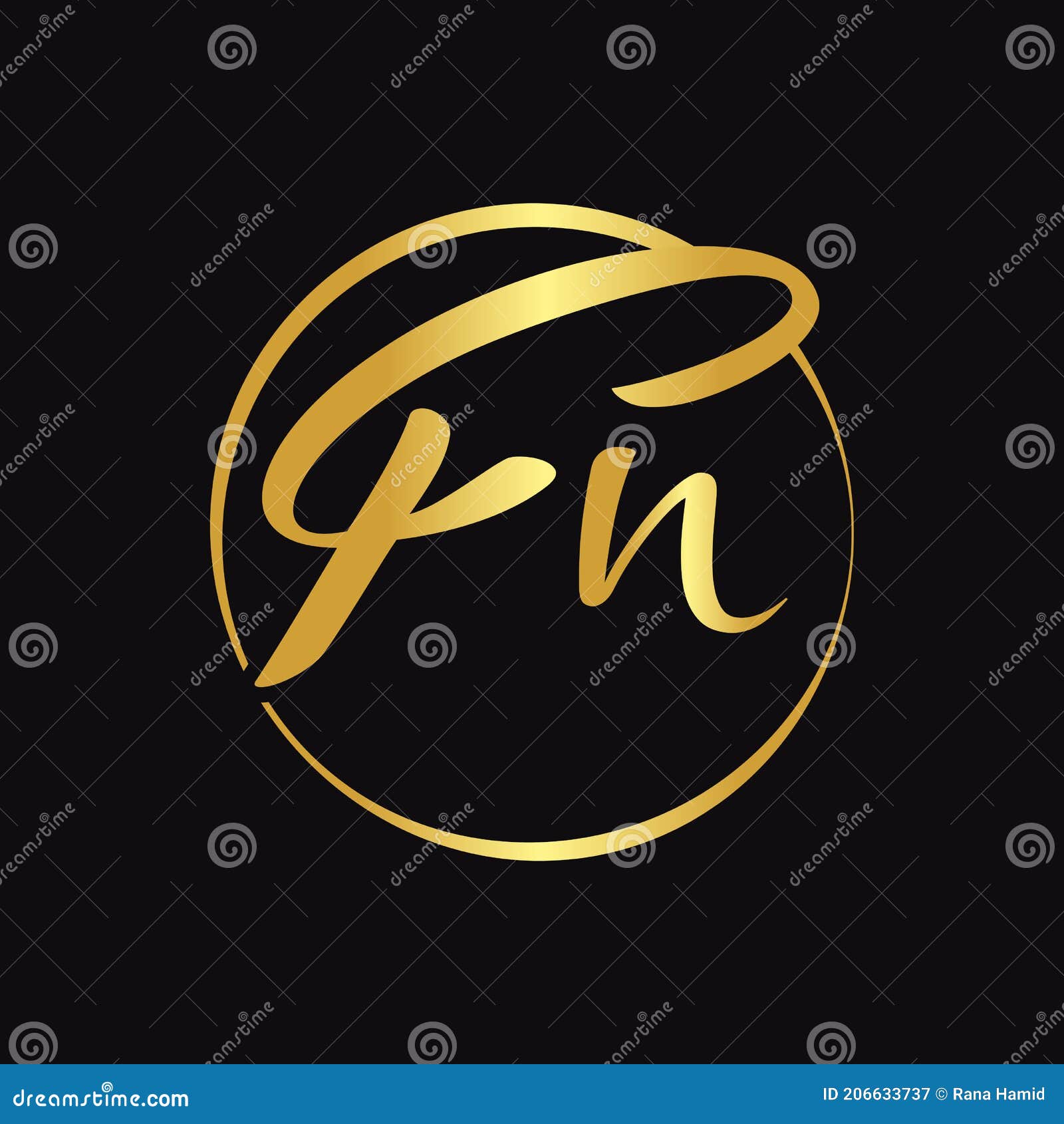 Initial FN Script Letter Type Logo Design with Modern Typography Vector ...