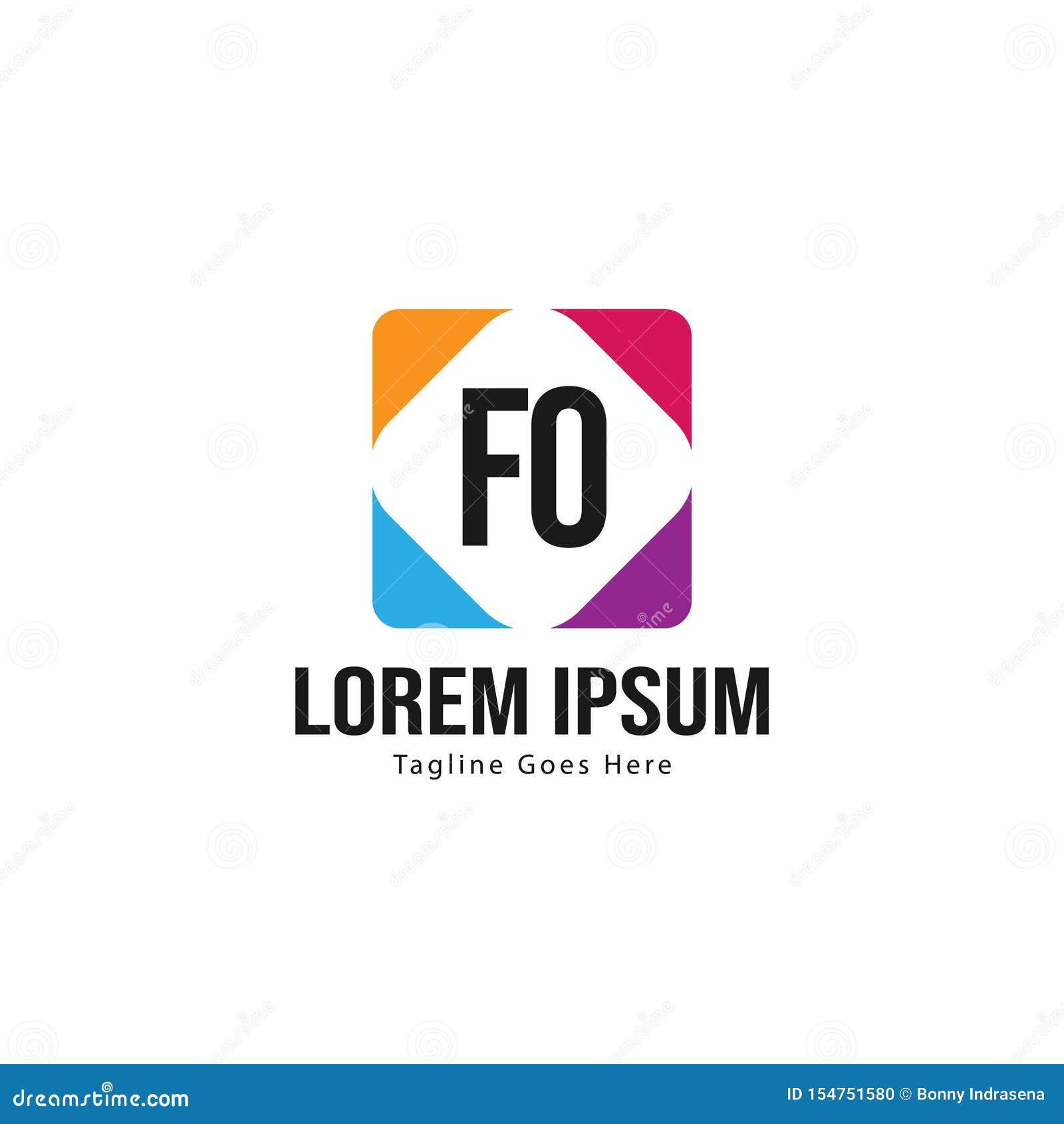 Initial FO Logo Template with Modern Frame. Minimalist FO Letter Logo ...