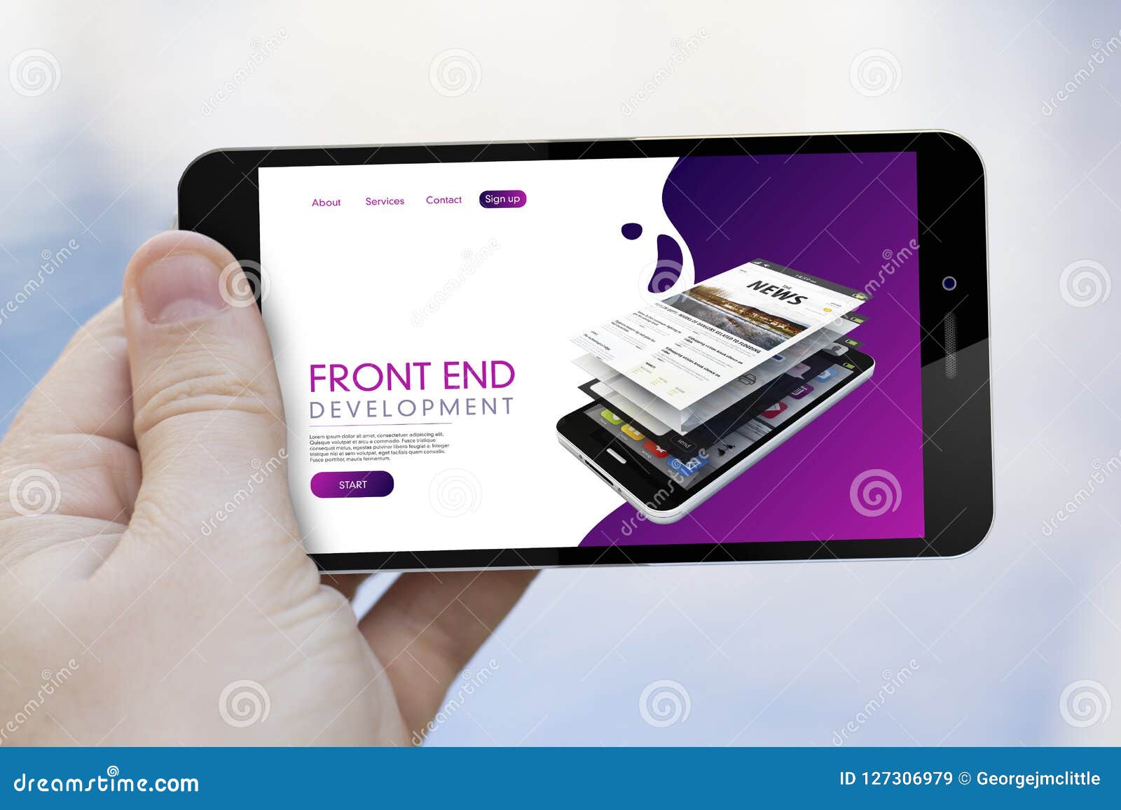 Initial Front End Website Cell Phone Stock Image - Image of digital ...
