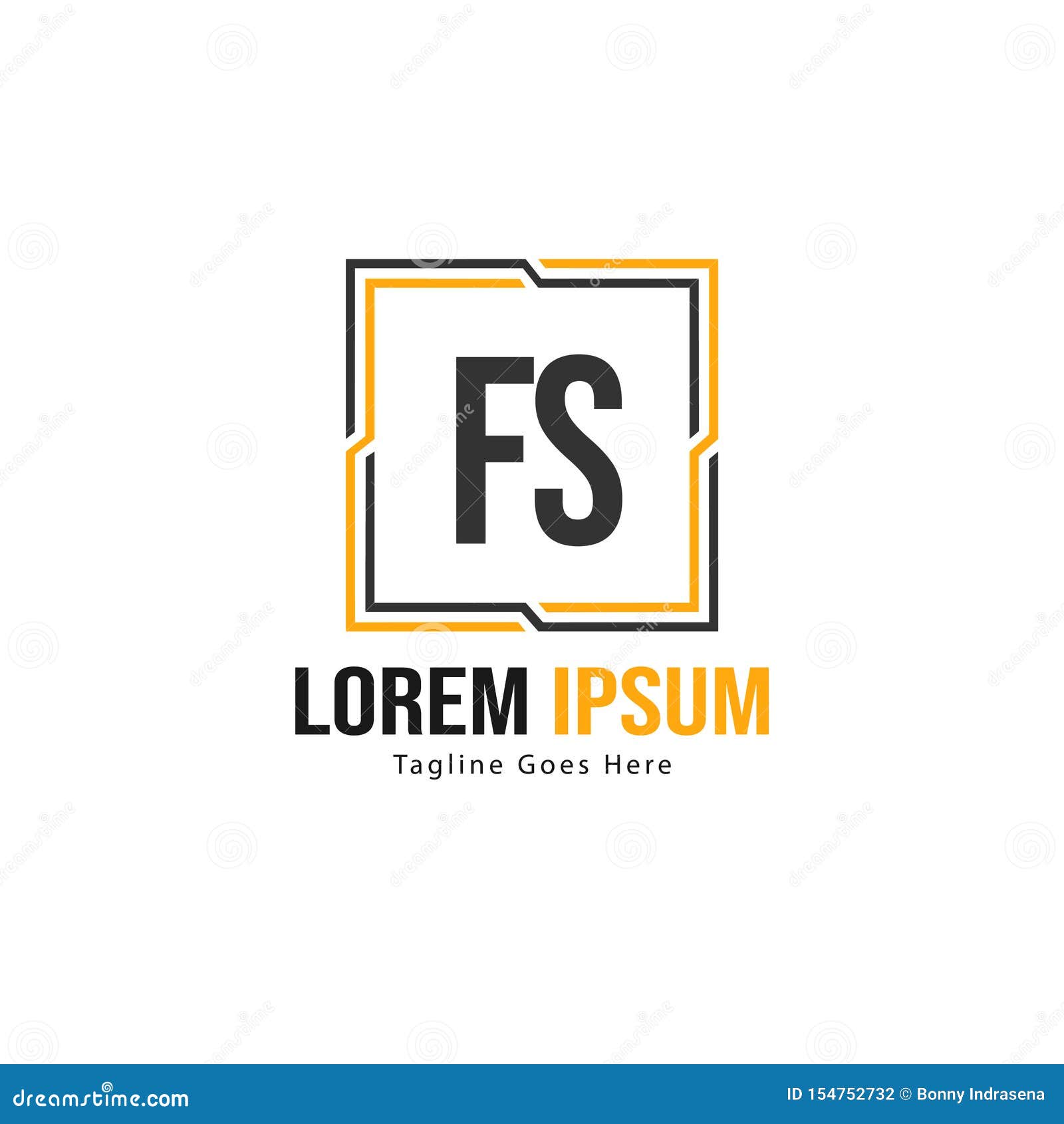 Initial FS Logo Template with Modern Frame. Minimalist FS Letter Logo ...