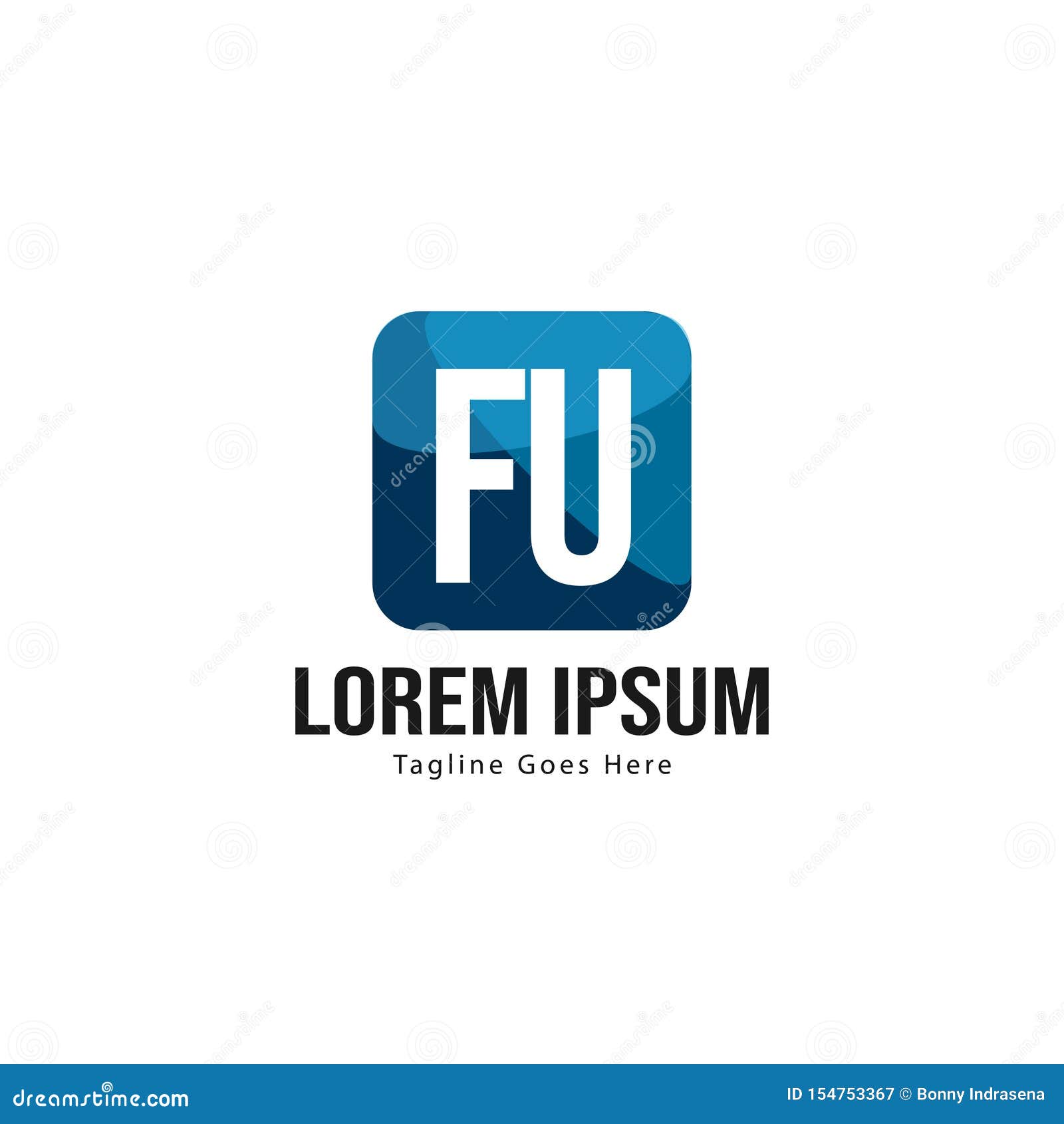 Initial FU Logo Template with Modern Frame. Minimalist FU Letter Logo ...