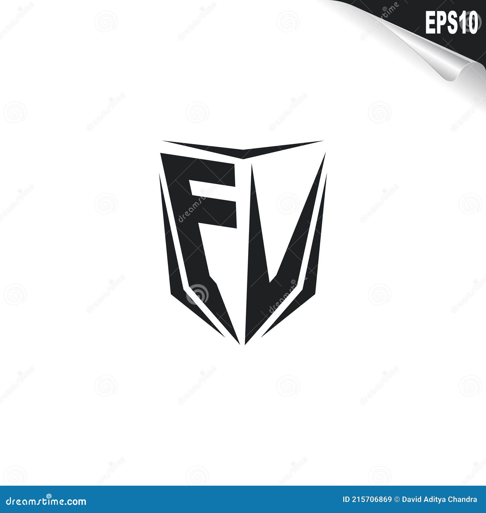 Initial FV Logo Design with Shield Style, Logo Business Branding Stock ...