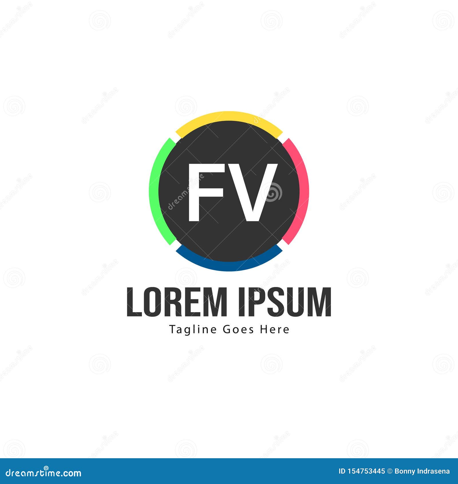 Initial FV Logo Template with Modern Frame. Minimalist FV Letter Logo ...