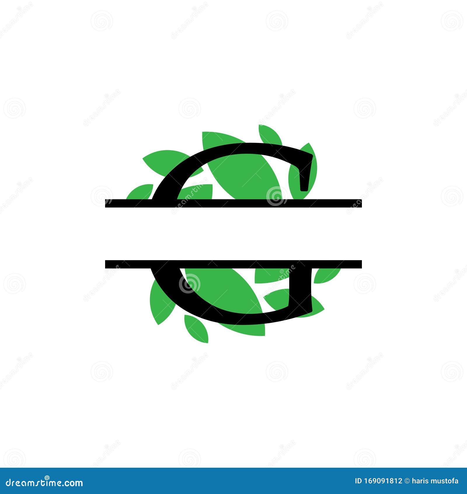 Initial G Green Leaf Monogram Split Letter Initial Vector Isolated ...