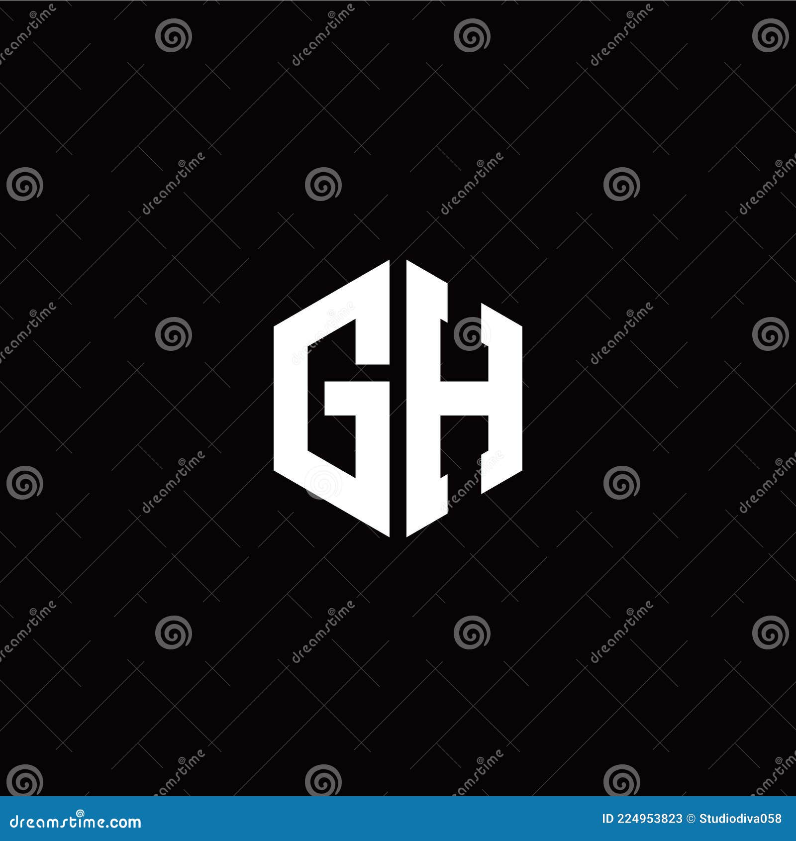 Initial G H Letter with Polygon Modern Style Logo Template Vector Stock ...