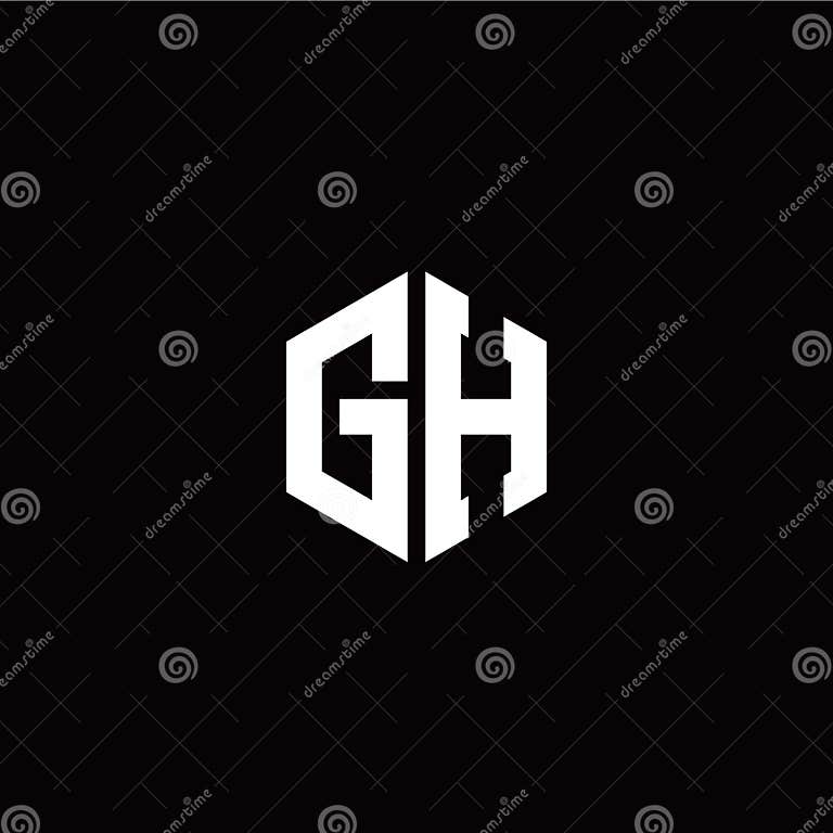 Initial G H Letter with Polygon Modern Style Logo Template Vector Stock ...