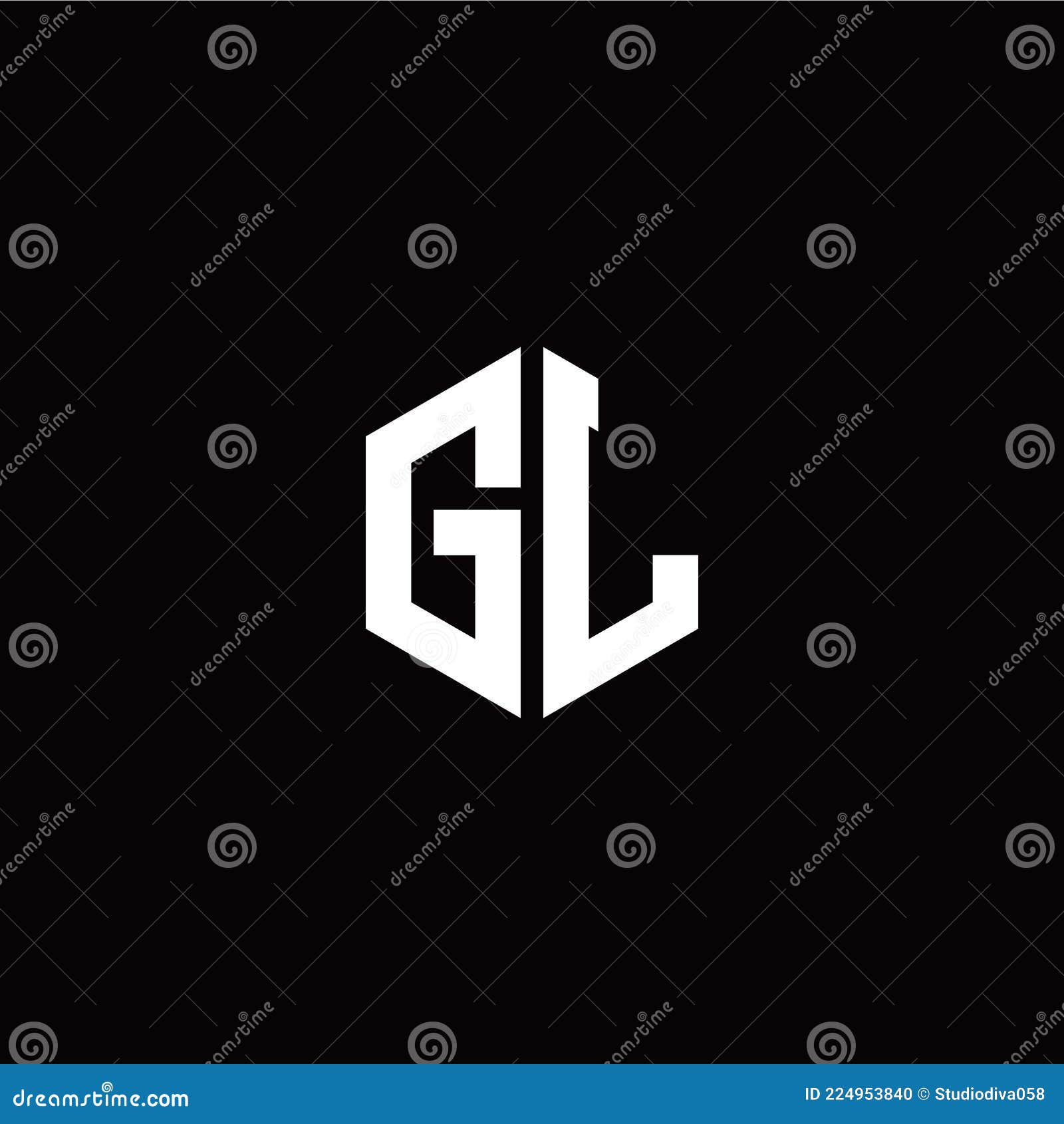 Initial G L Letter with Polygon Modern Style Logo Template Vector Stock ...