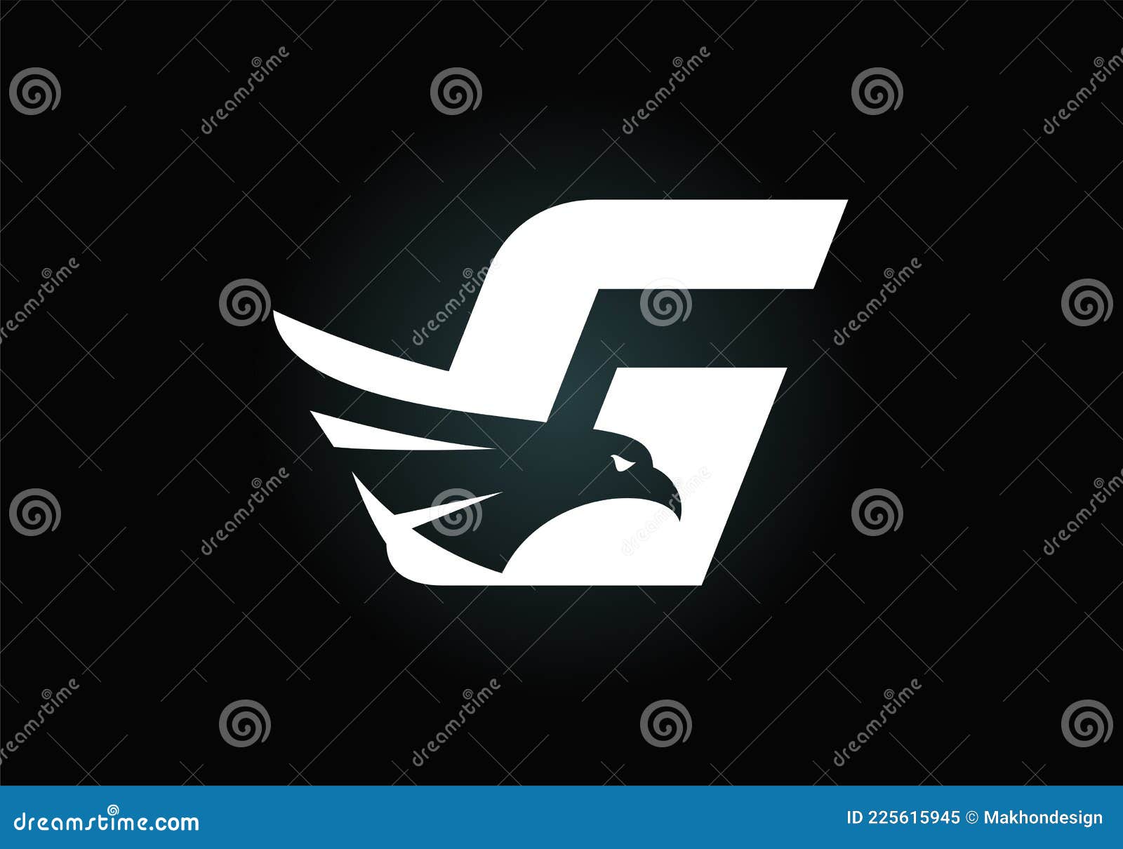 Initial G Monogram Letter Alphabet with Eagle Head Negative Space ...