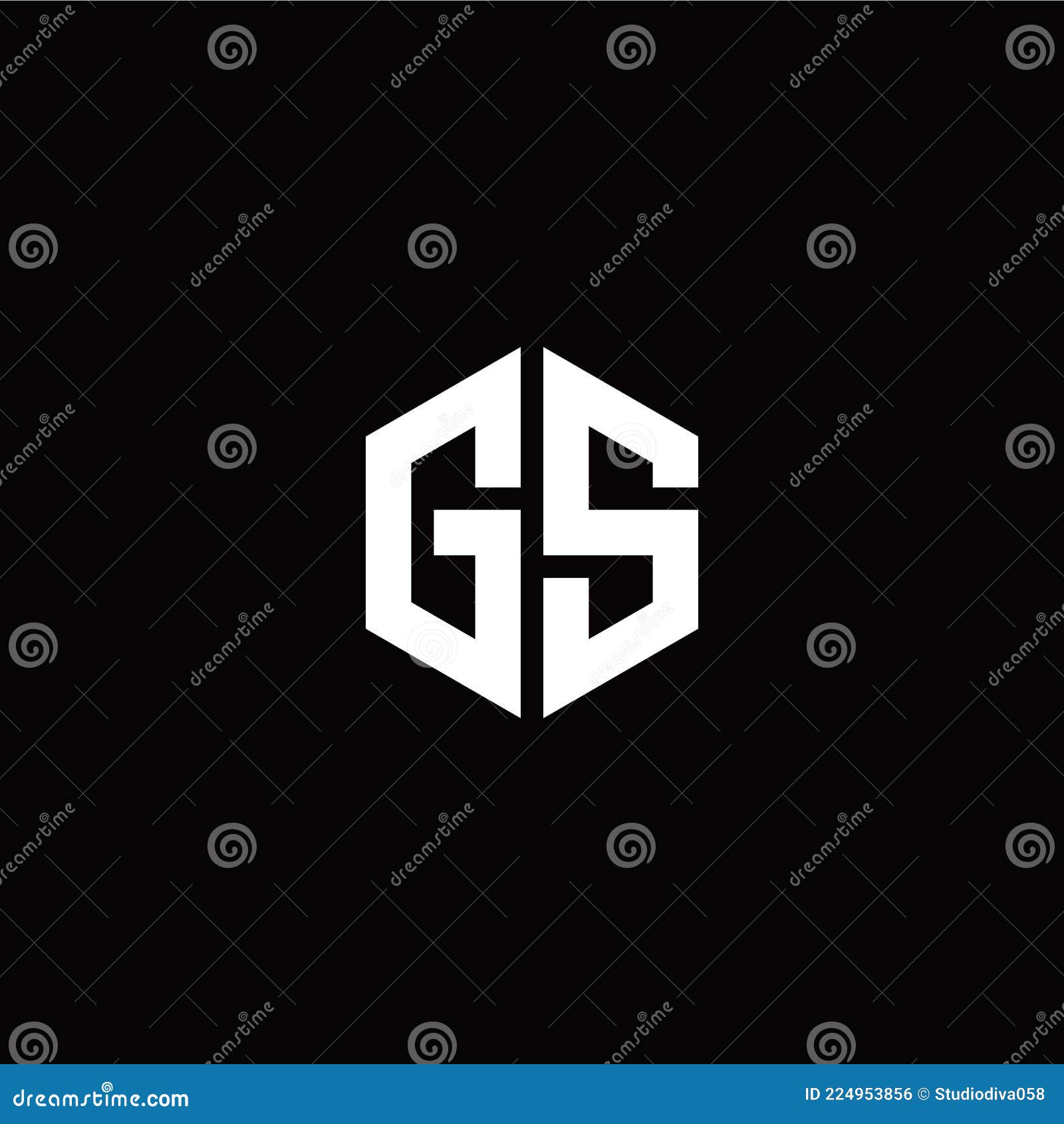 Initial G S Letter with Polygon Modern Style Logo Template Vector Stock ...