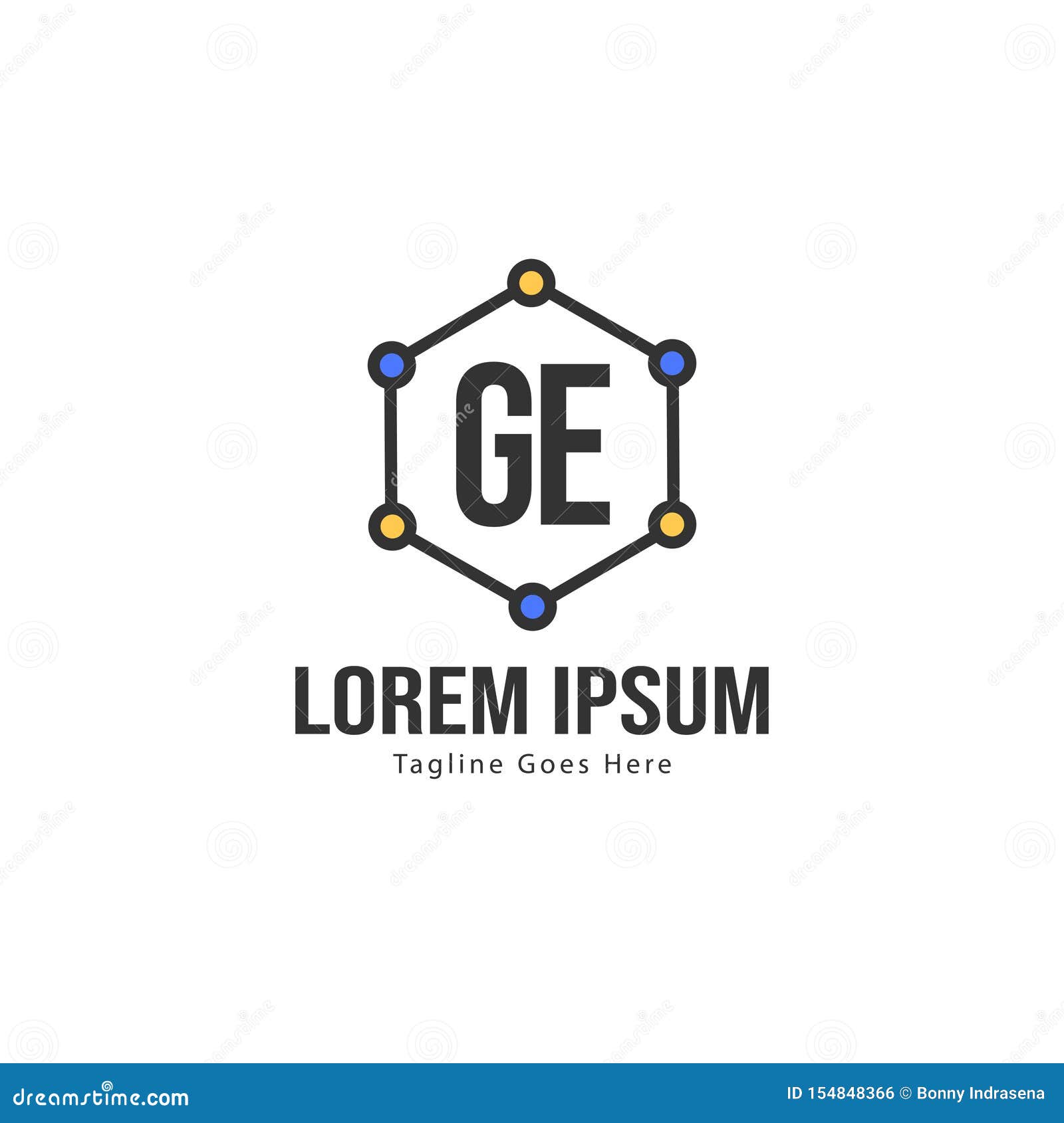 Initial GE Logo Template with Modern Frame. Minimalist GE Letter Logo ...