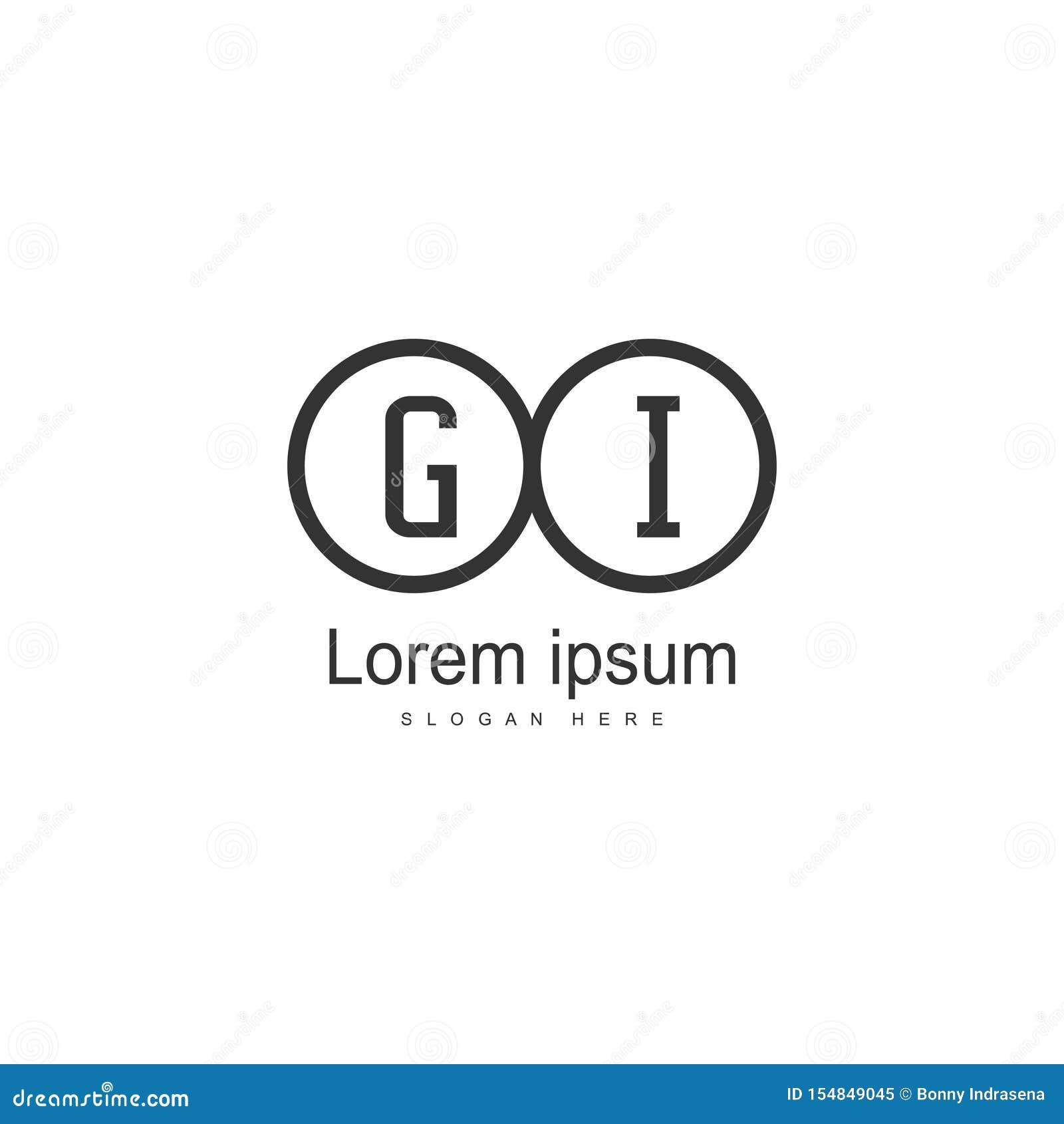 Initial GI Logo Template with Modern Frame. Minimalist GI Letter Logo ...