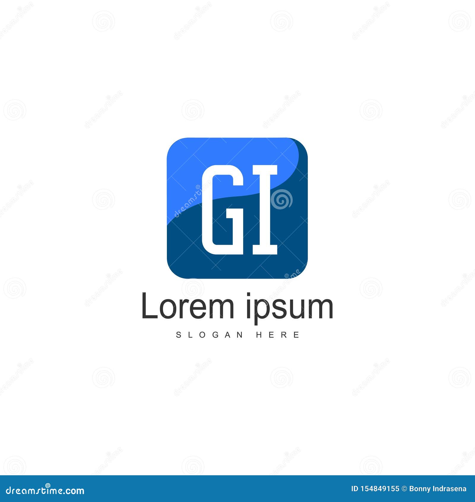 Initial GI Logo Template with Modern Frame. Minimalist GI Letter Logo ...