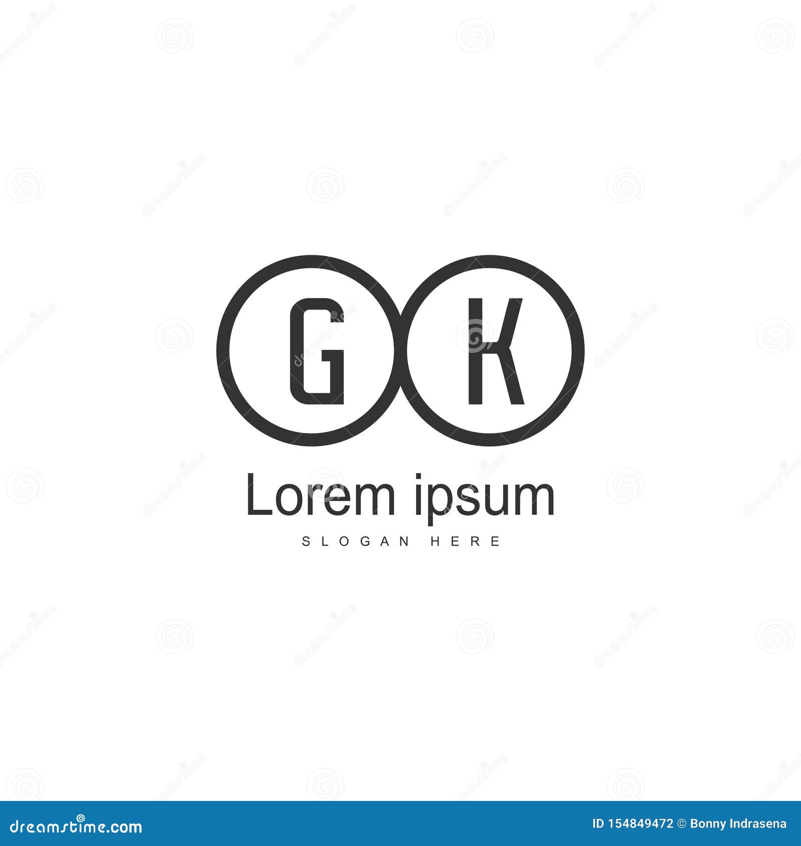 Initial GK Logo Template with Modern Frame. Minimalist GK Letter Logo ...