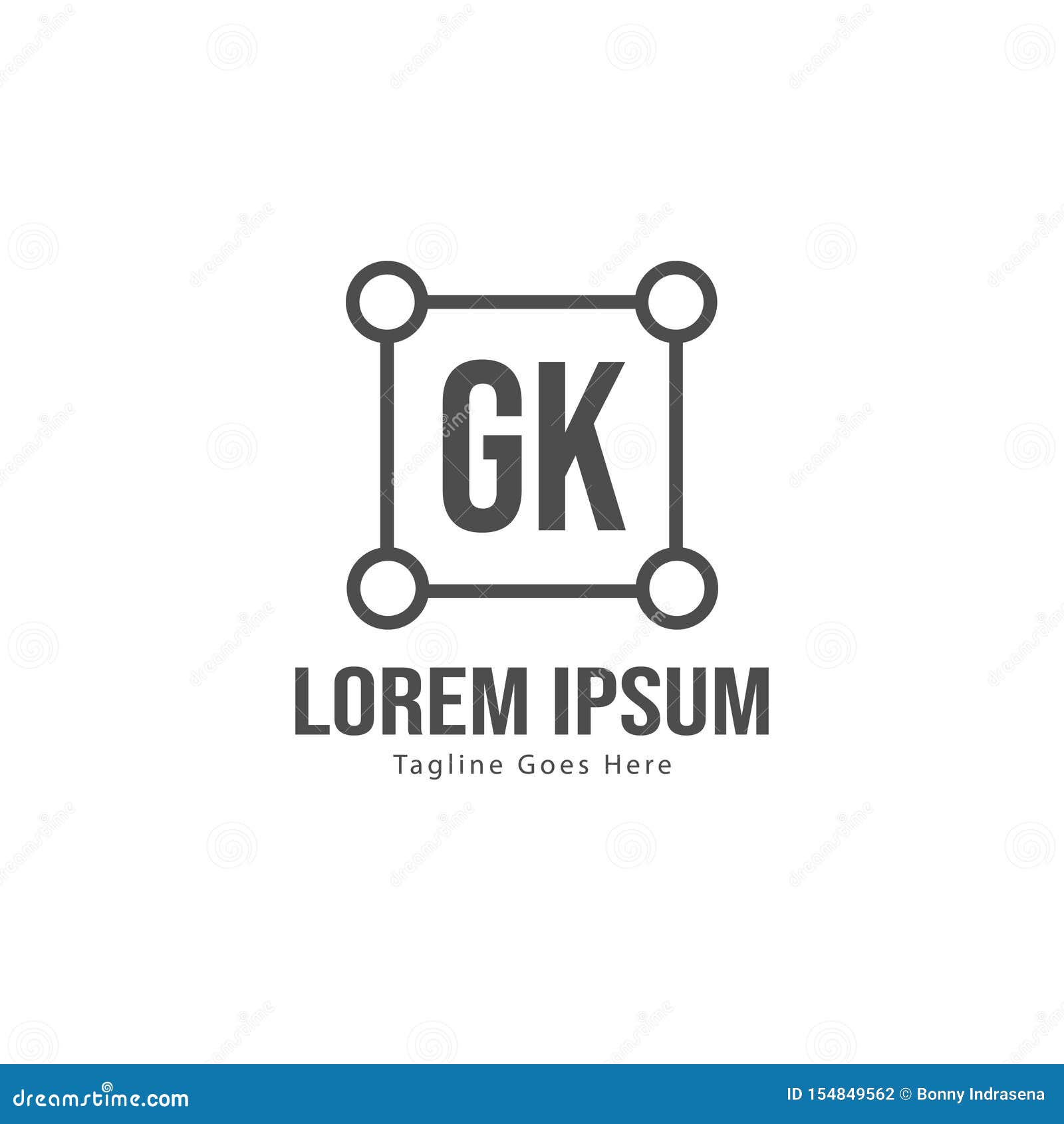 Initial GK Logo Template with Modern Frame. Minimalist GK Letter Logo ...