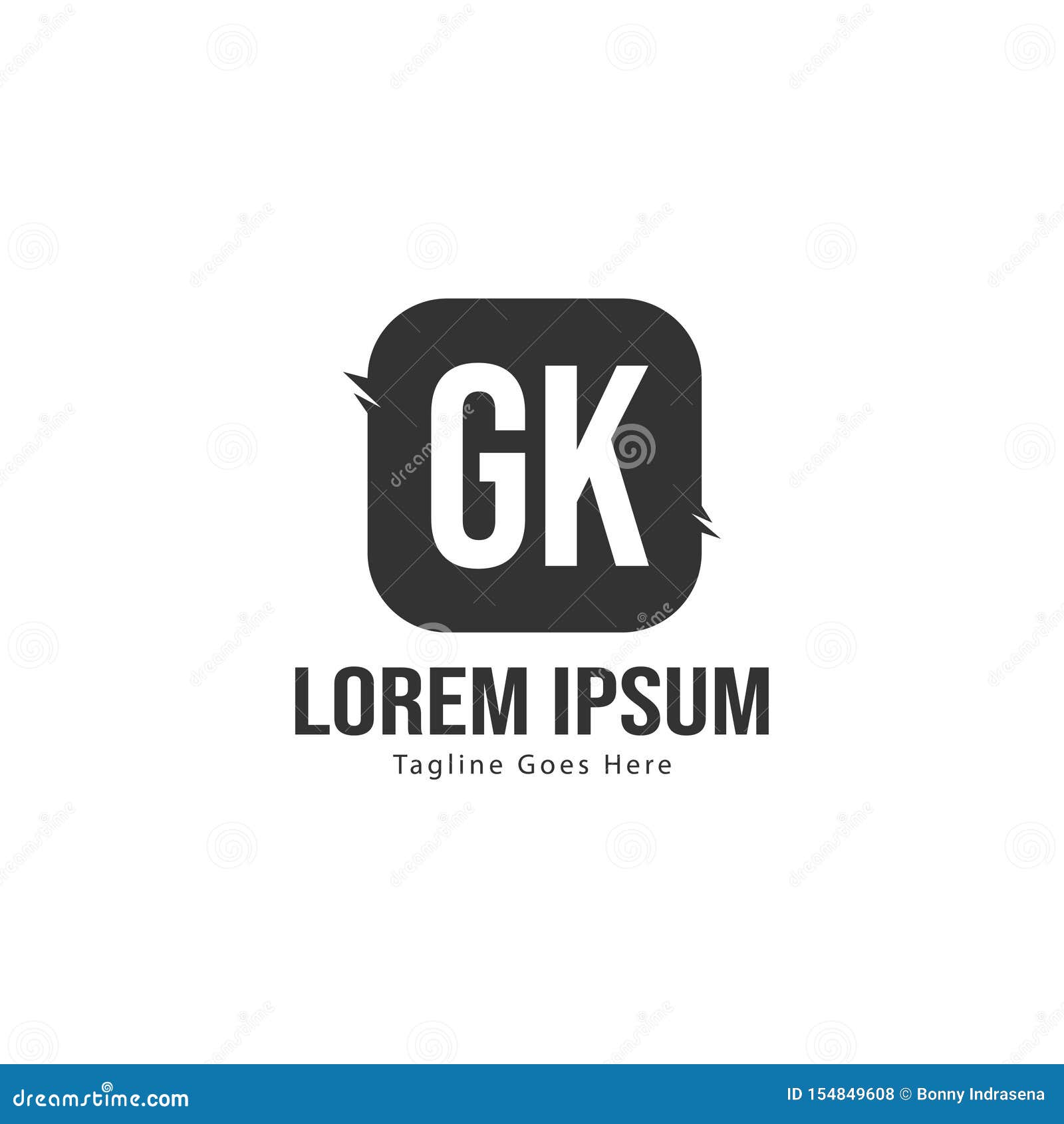 Initial GK Logo Template with Modern Frame. Minimalist GK Letter Logo ...