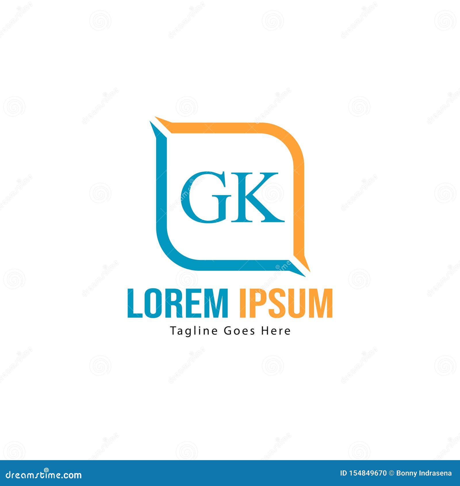 Initial GK Logo Template with Modern Frame. Minimalist GK Letter Logo ...
