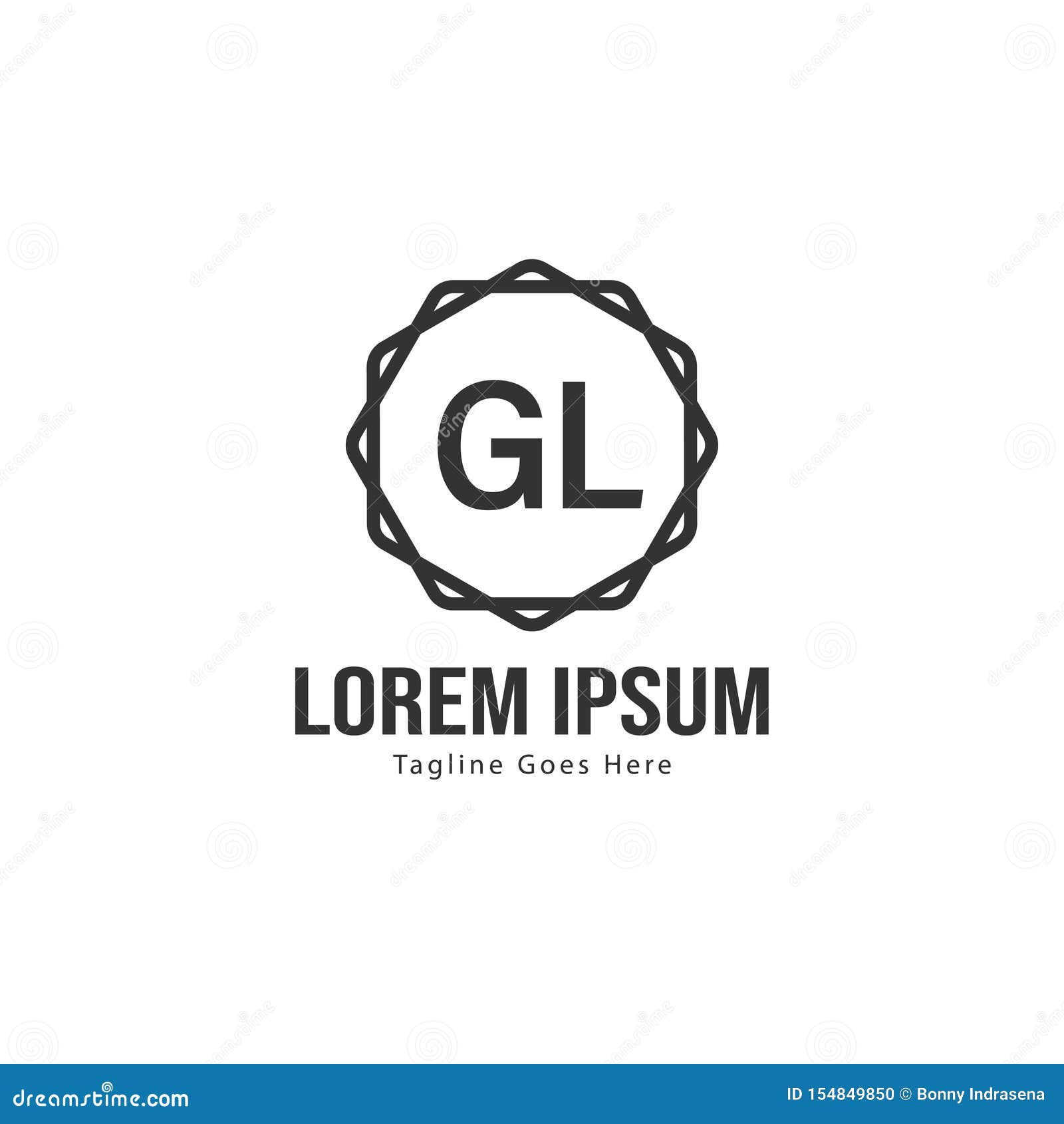 Initial GL Logo Template with Modern Frame. Minimalist GL Letter Logo ...