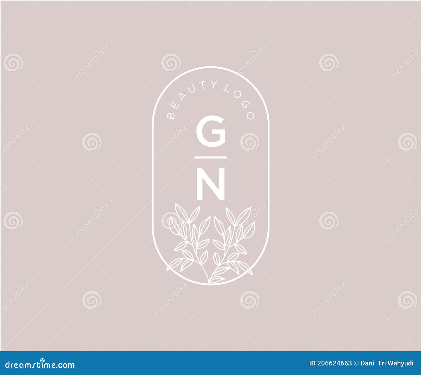 Initial GN Letters Beautiful Floral Feminine Editable Premade Monoline ...