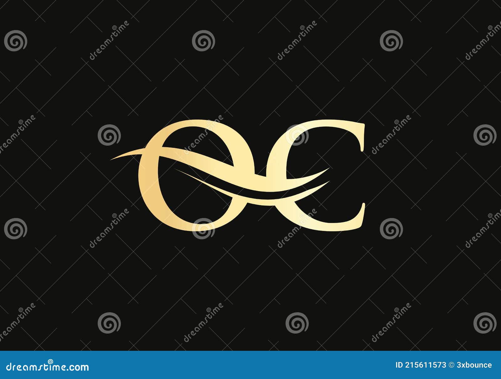 Initial Gold Letter OC Logo Design. OC Logo Design with Modern Trendy ...