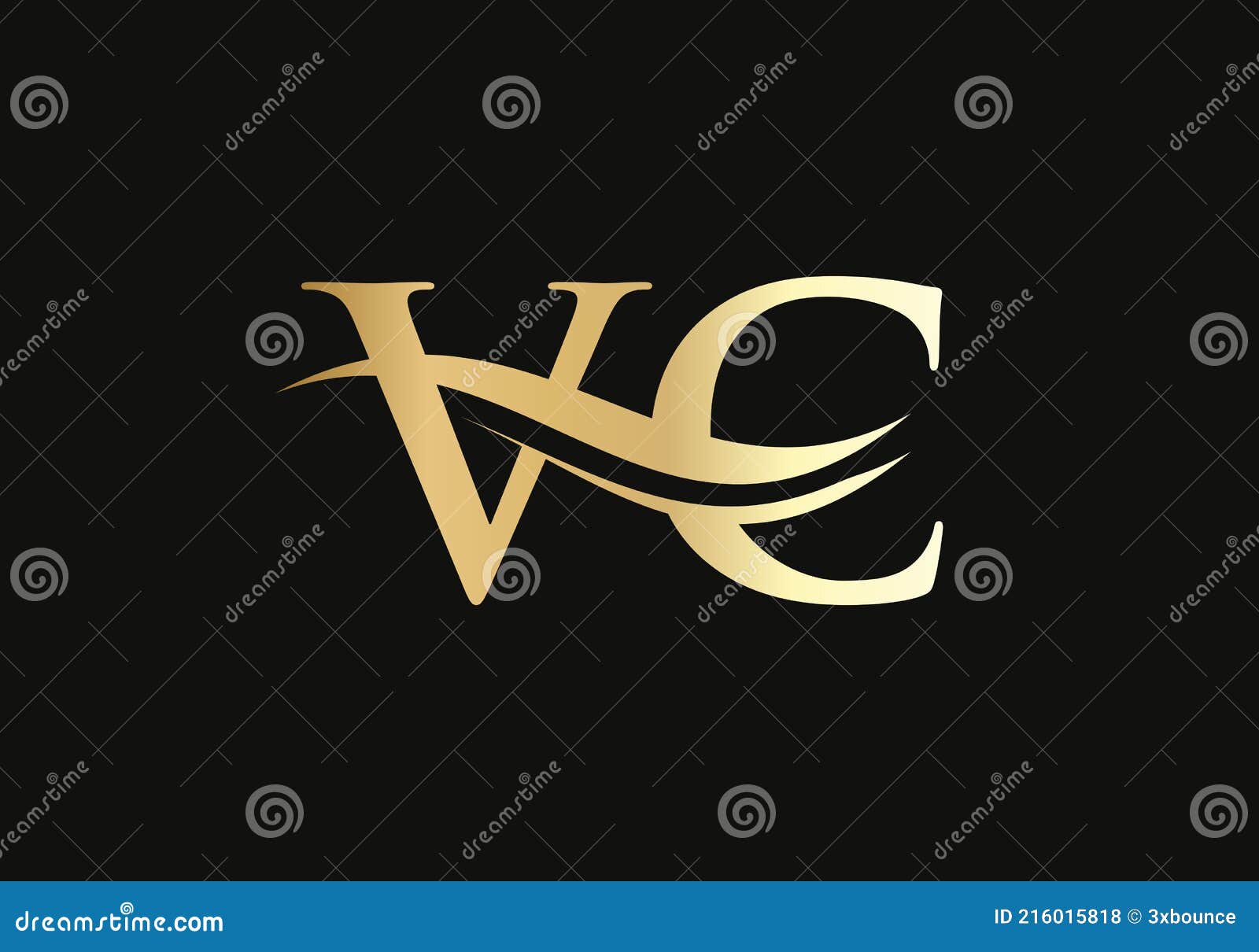 Initial Gold Letter VC Logo Design. VC Logo Design with Modern Trendy ...