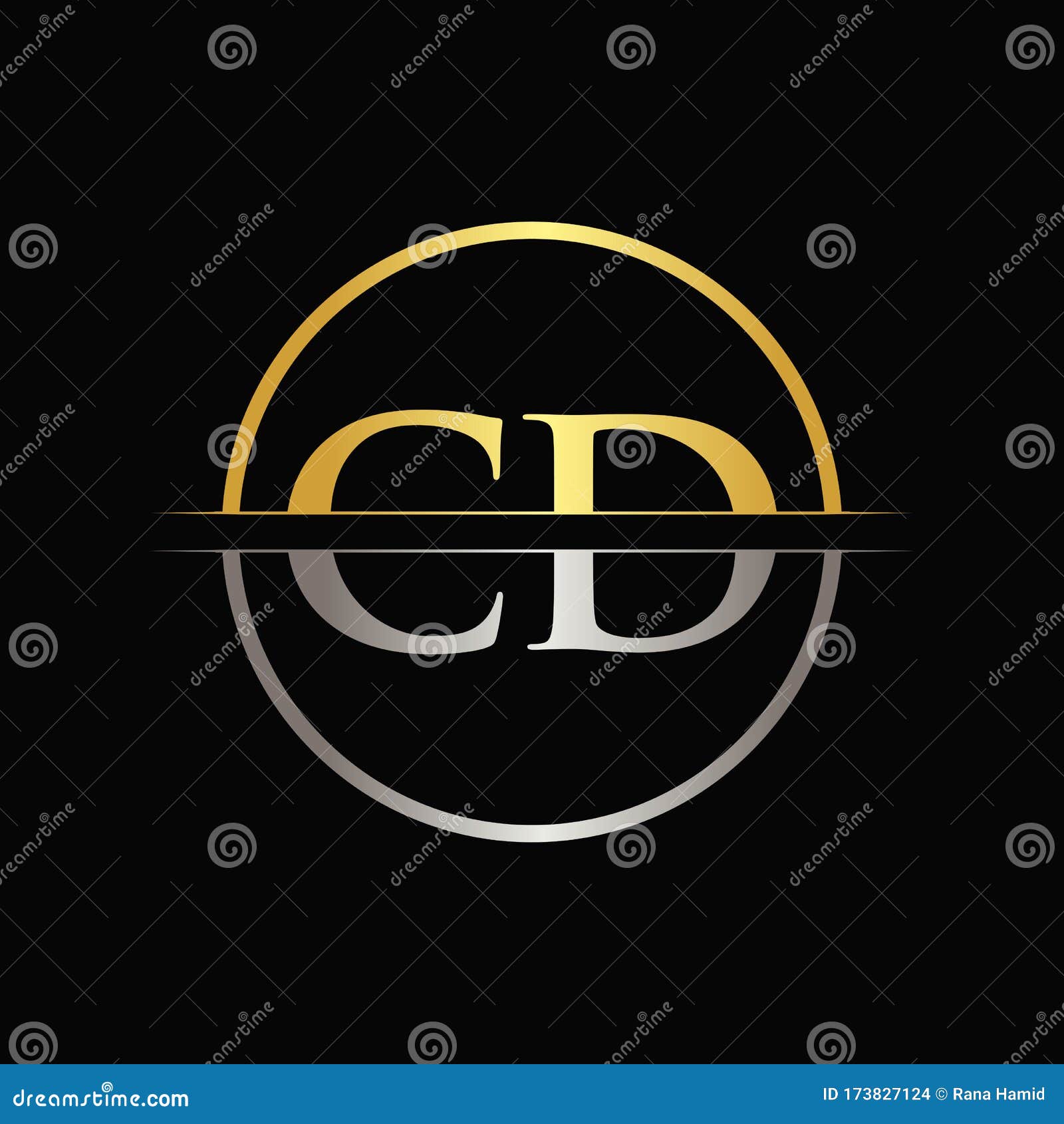 Initial Gold and Silver Color CD Letter Logo Typography Vector Template ...